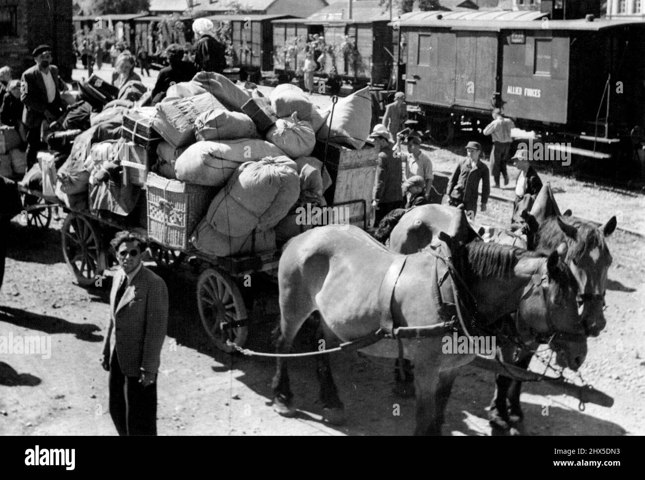 Food arriving for at X-inmates of Belsen Concentration Camp. January 16 ...