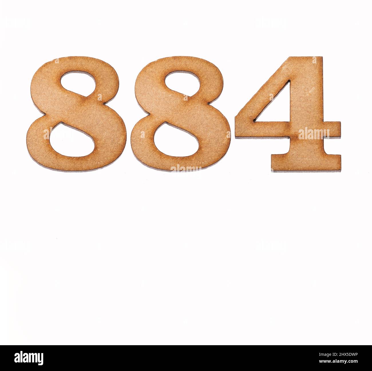 Number 884 - Piece of wood isolated on white background Stock Photo - Alamy