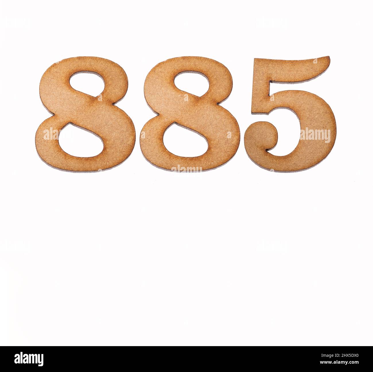 Number 885 in wood, isolated on white background Stock Photo - Alamy