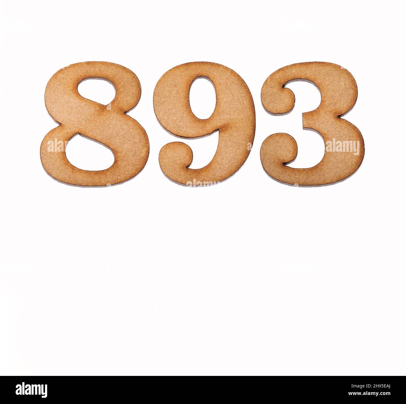 Number 893 in wood, isolated on white background Stock Photo - Alamy