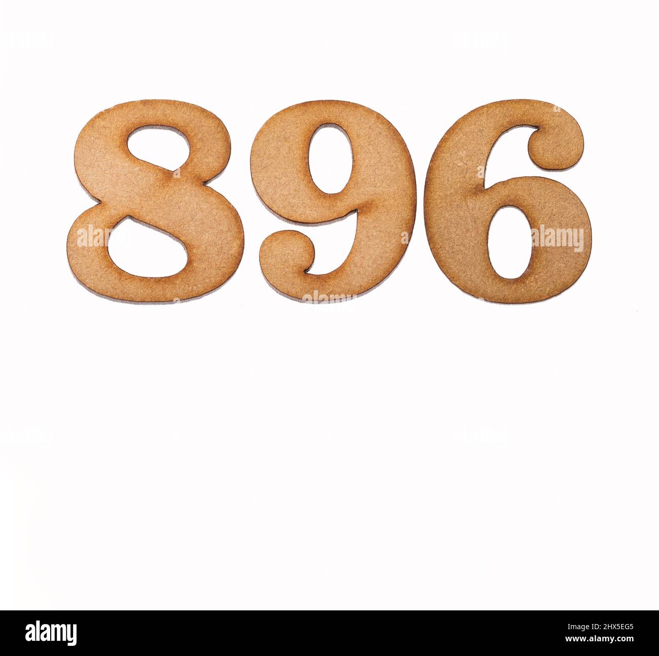 Number 896 - Piece of wood isolated on white background Stock Photo - Alamy