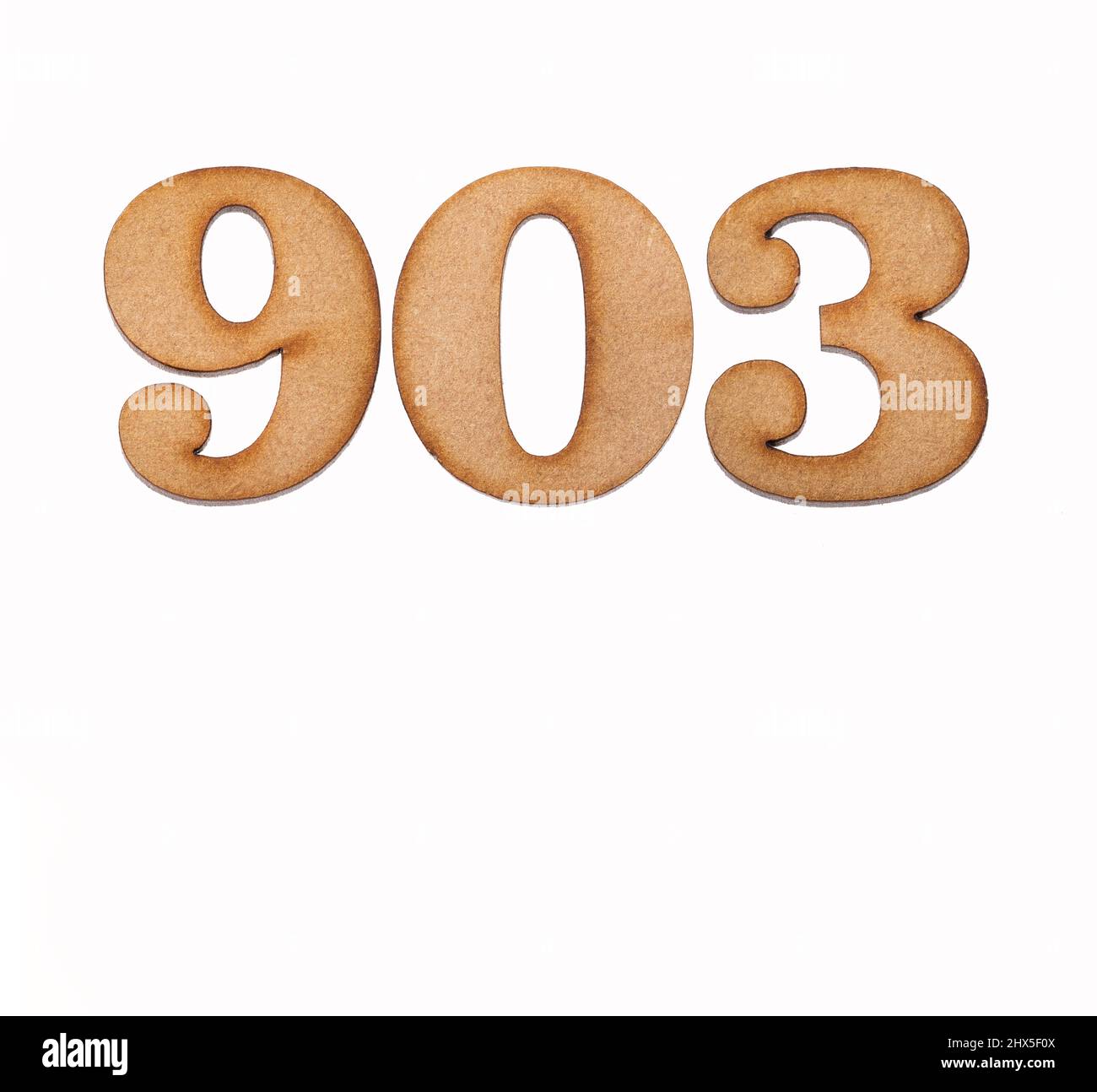 Number 903 in wood, isolated on white background Stock Photo - Alamy
