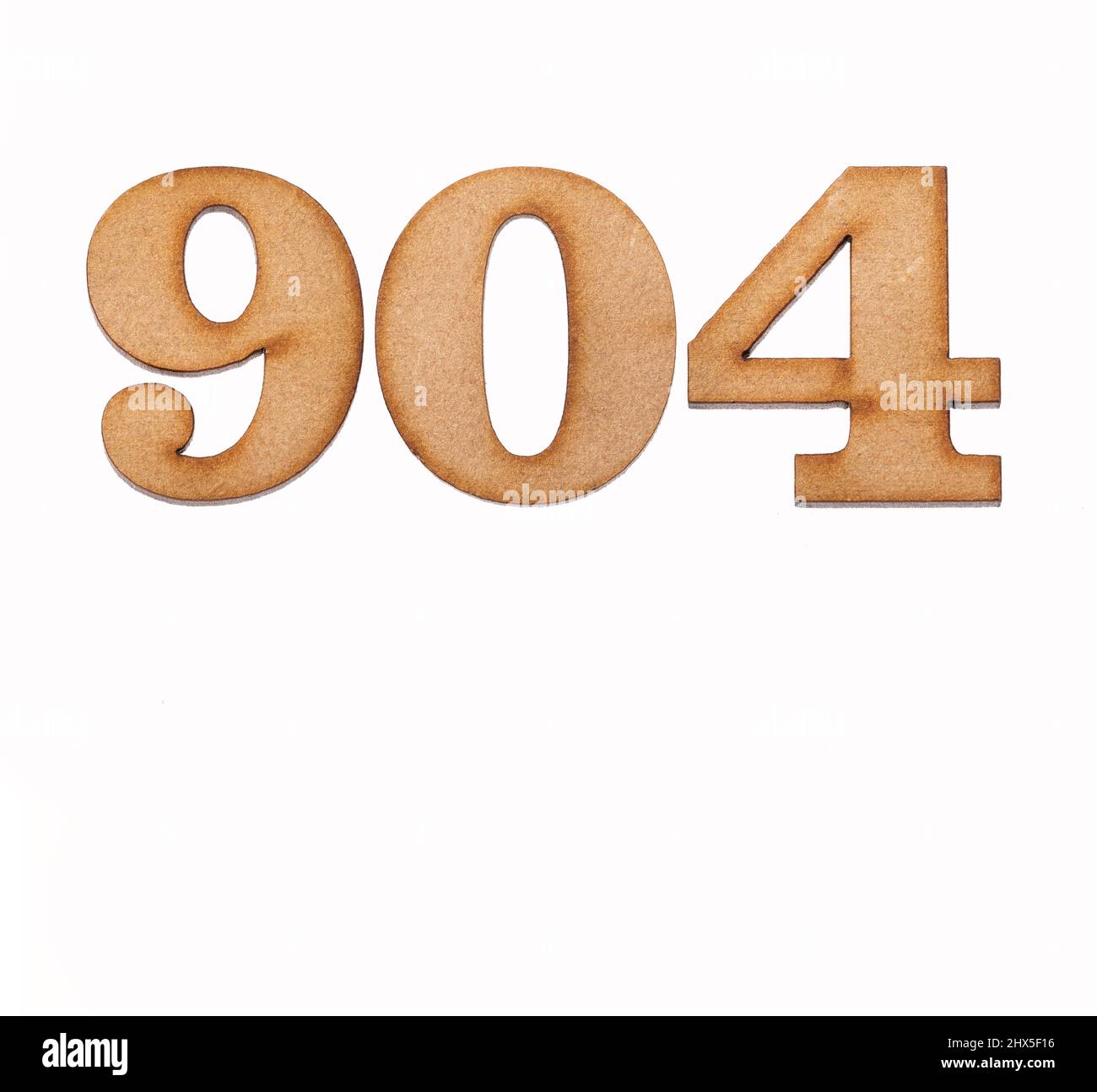 Number 904 - Piece of wood isolated on white background Stock Photo - Alamy