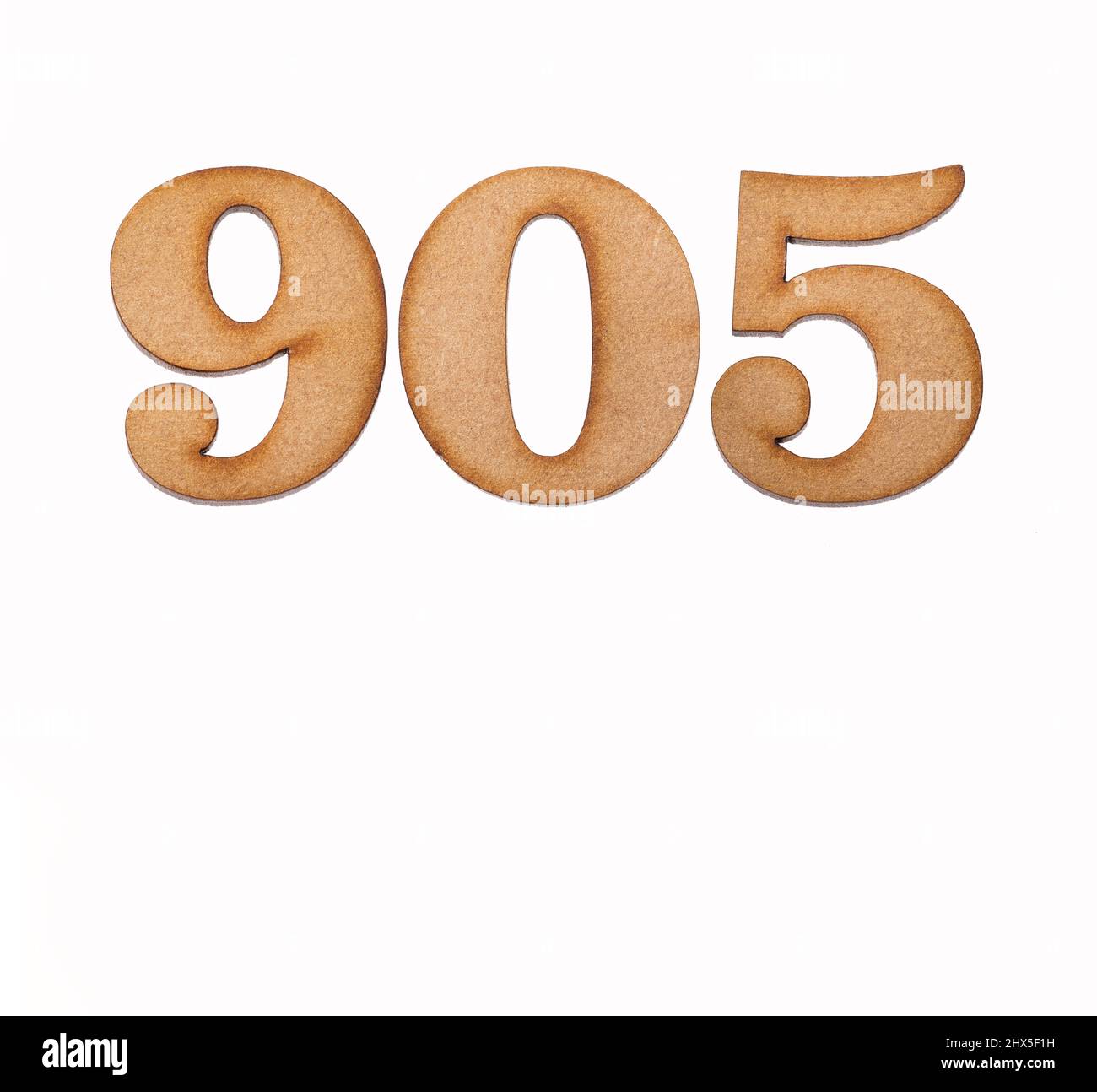 Number 905 in wood, isolated on white background Stock Photo - Alamy