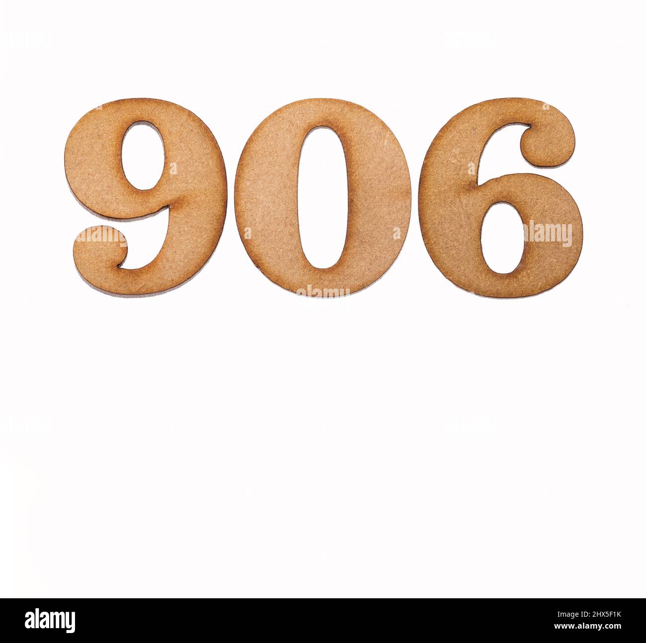 Number 906 - Piece of wood isolated on white background Stock Photo - Alamy