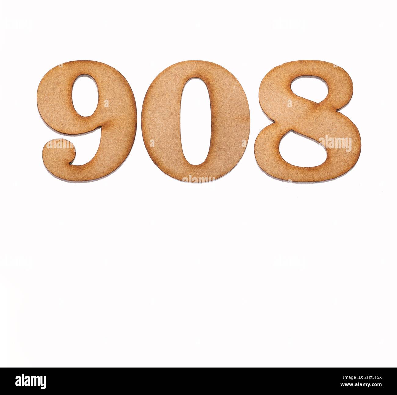Number 908 - Piece of wood isolated on white background Stock Photo - Alamy