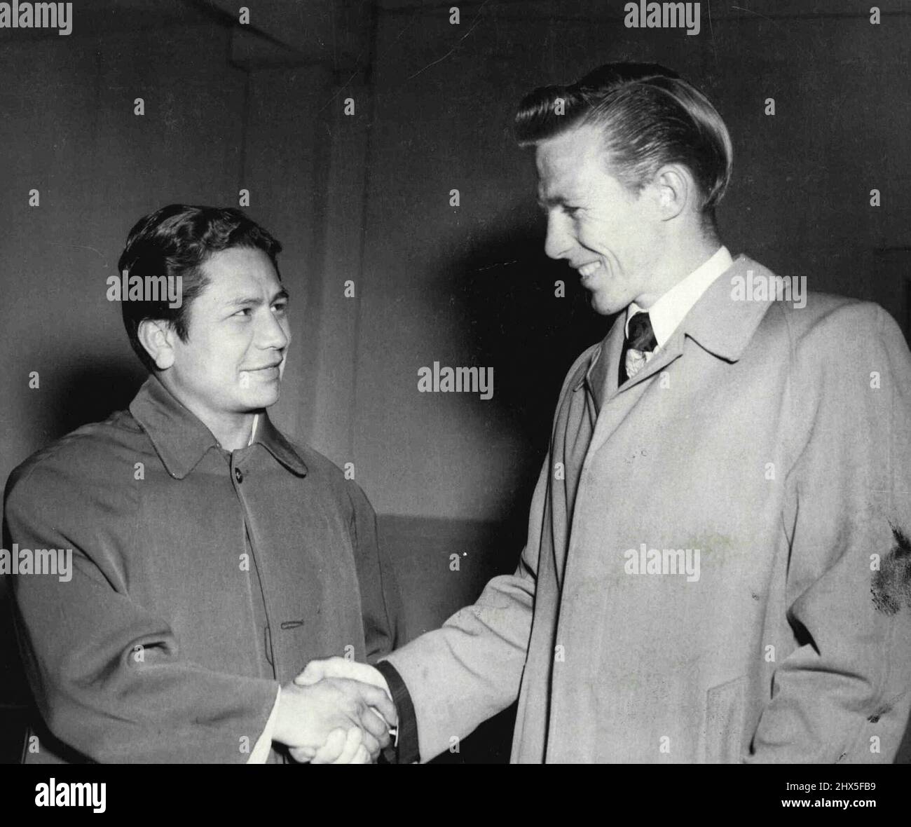 Mexican boxer Luis Castillo, who stands only 4ft 11in, looks up to meet ...