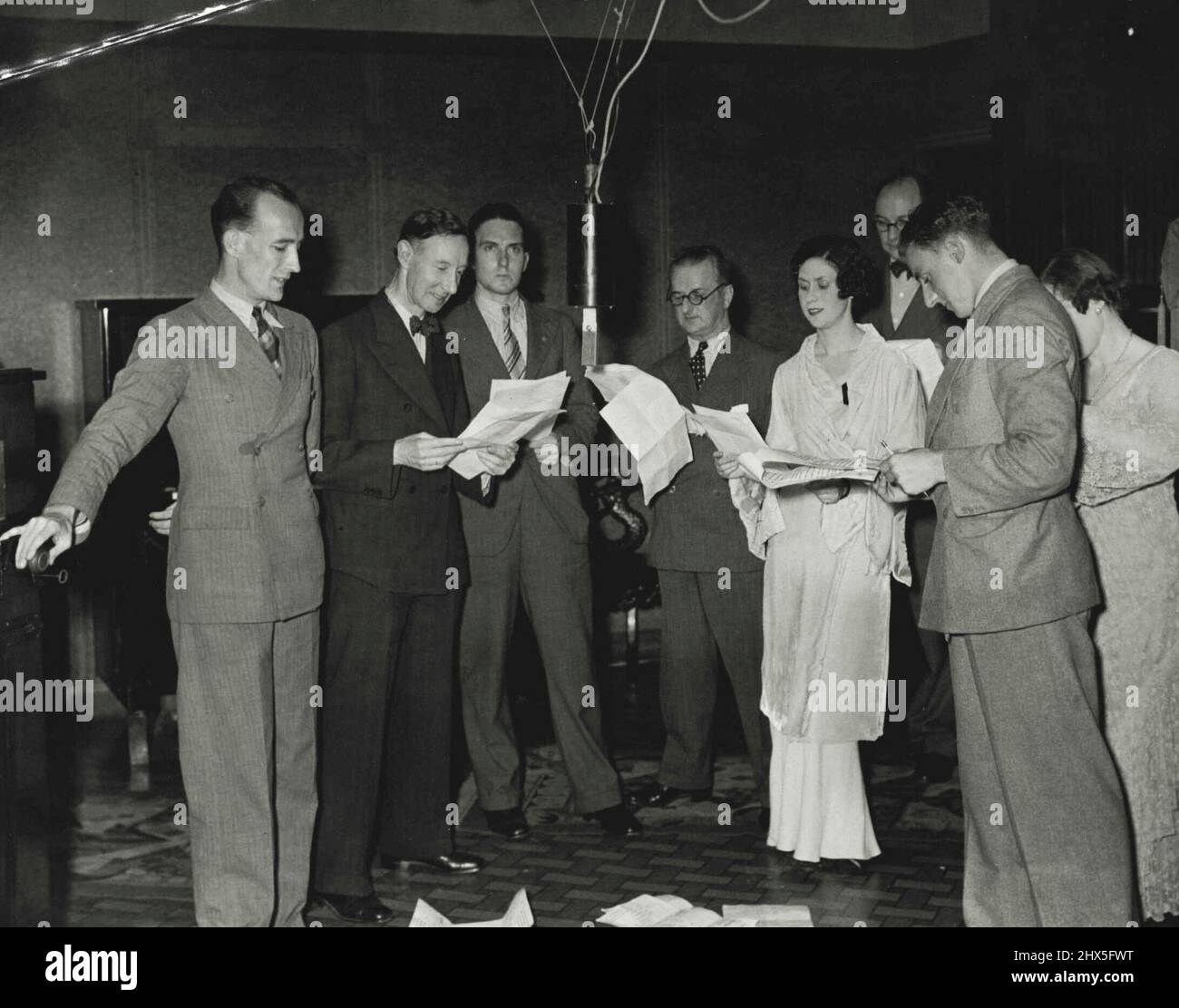 Microphones (People With) - Radio. January 28, 1935 Stock Photo - Alamy