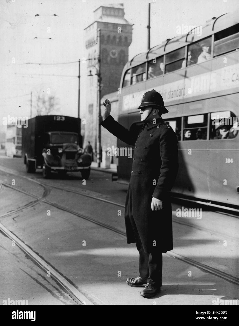 City of Cardiff - Policeman on duty in Duke street. In back part of ...