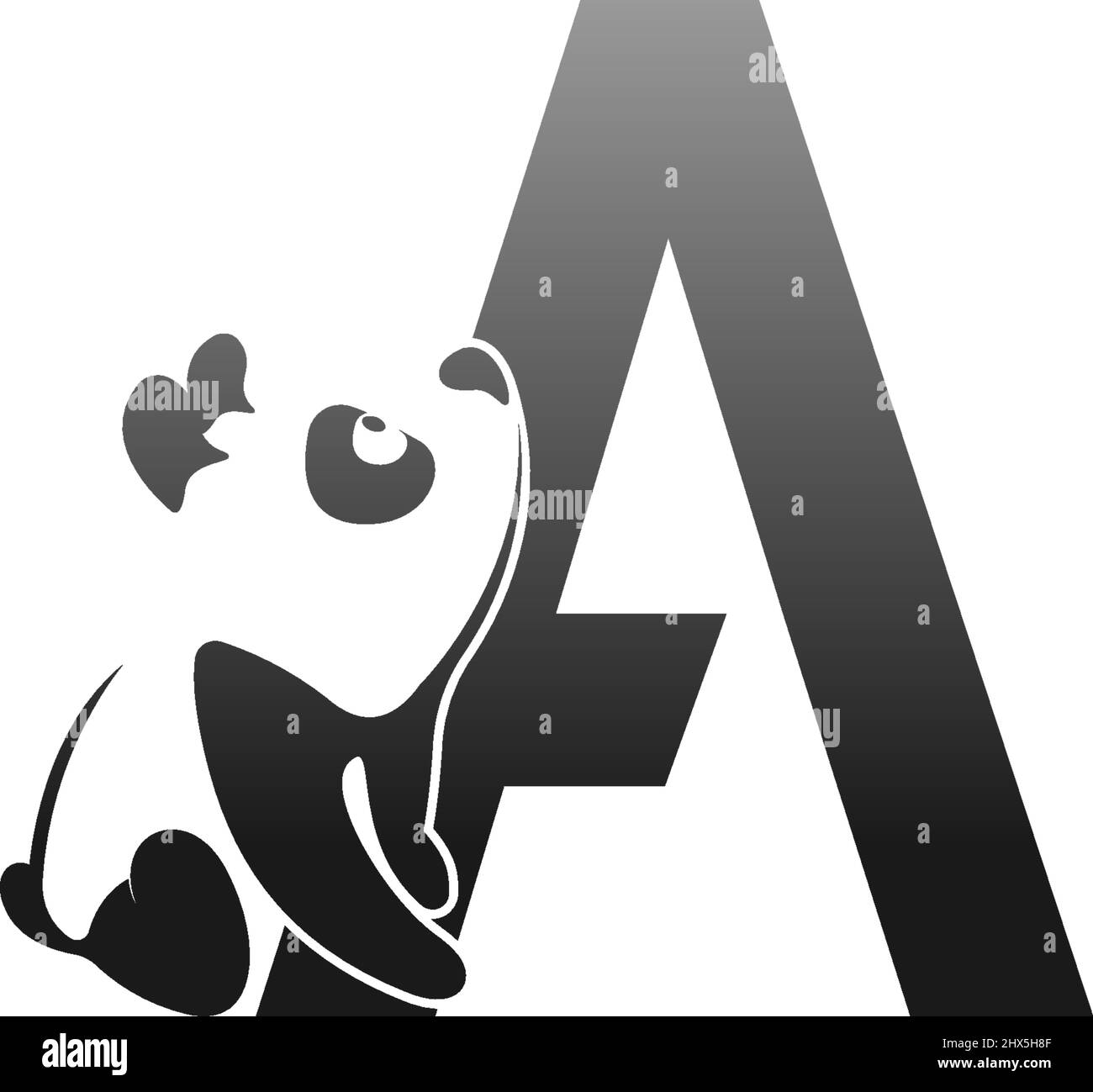 Panda animal illustration looking at the letter A icon template Stock ...