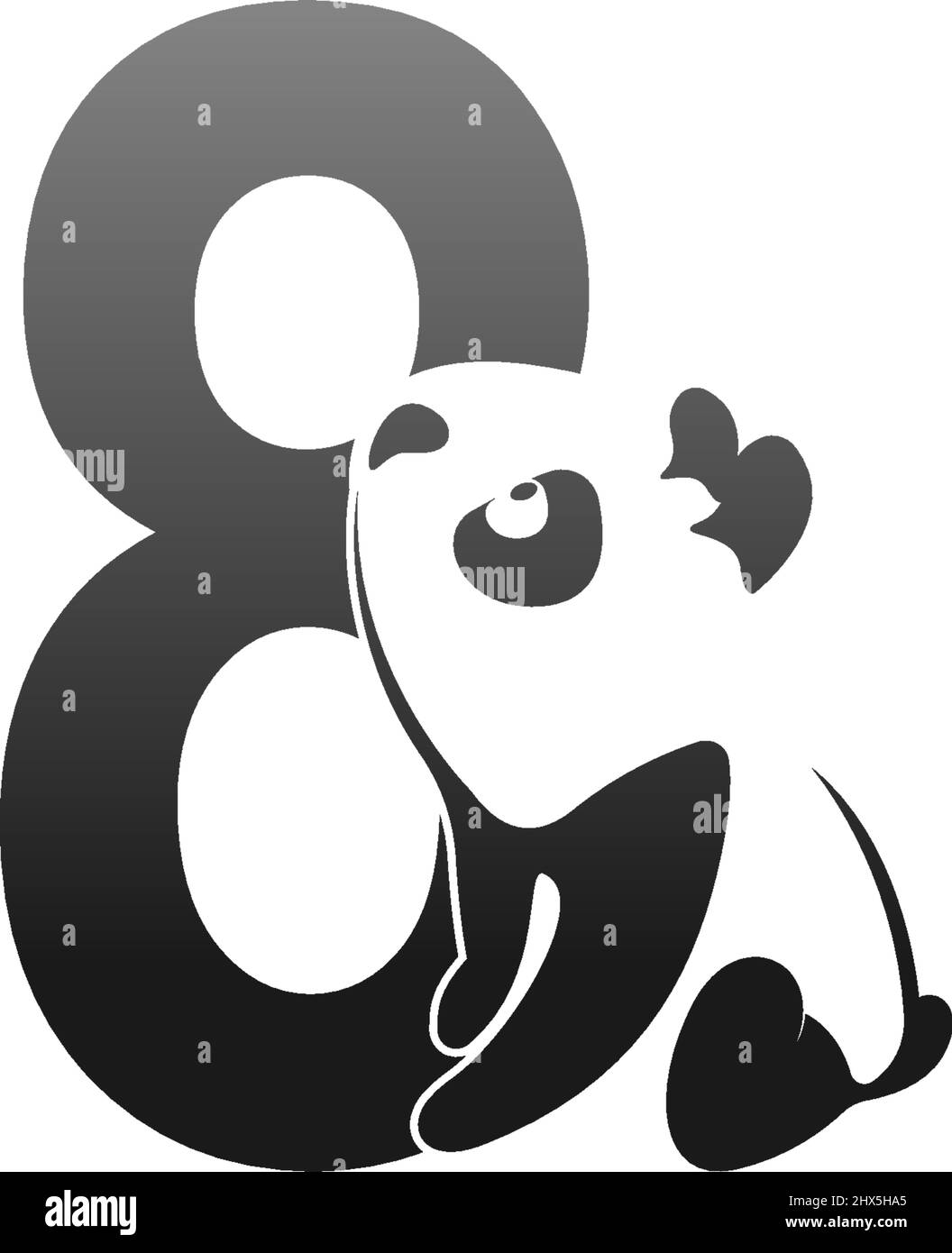 Panda animal illustration looking at the number 8 icon template Stock ...
