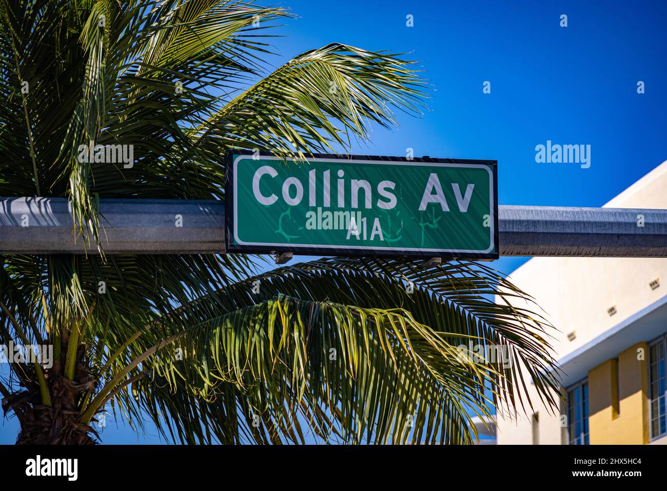 Famous Collins Avenue - street sign in Miami Beach Stock Photo - Alamy