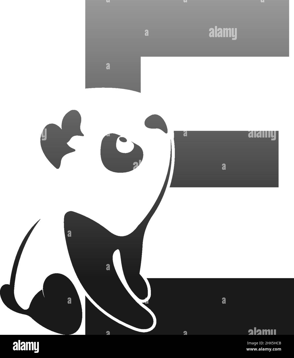 Panda animal illustration looking at the letter E icon template Stock ...