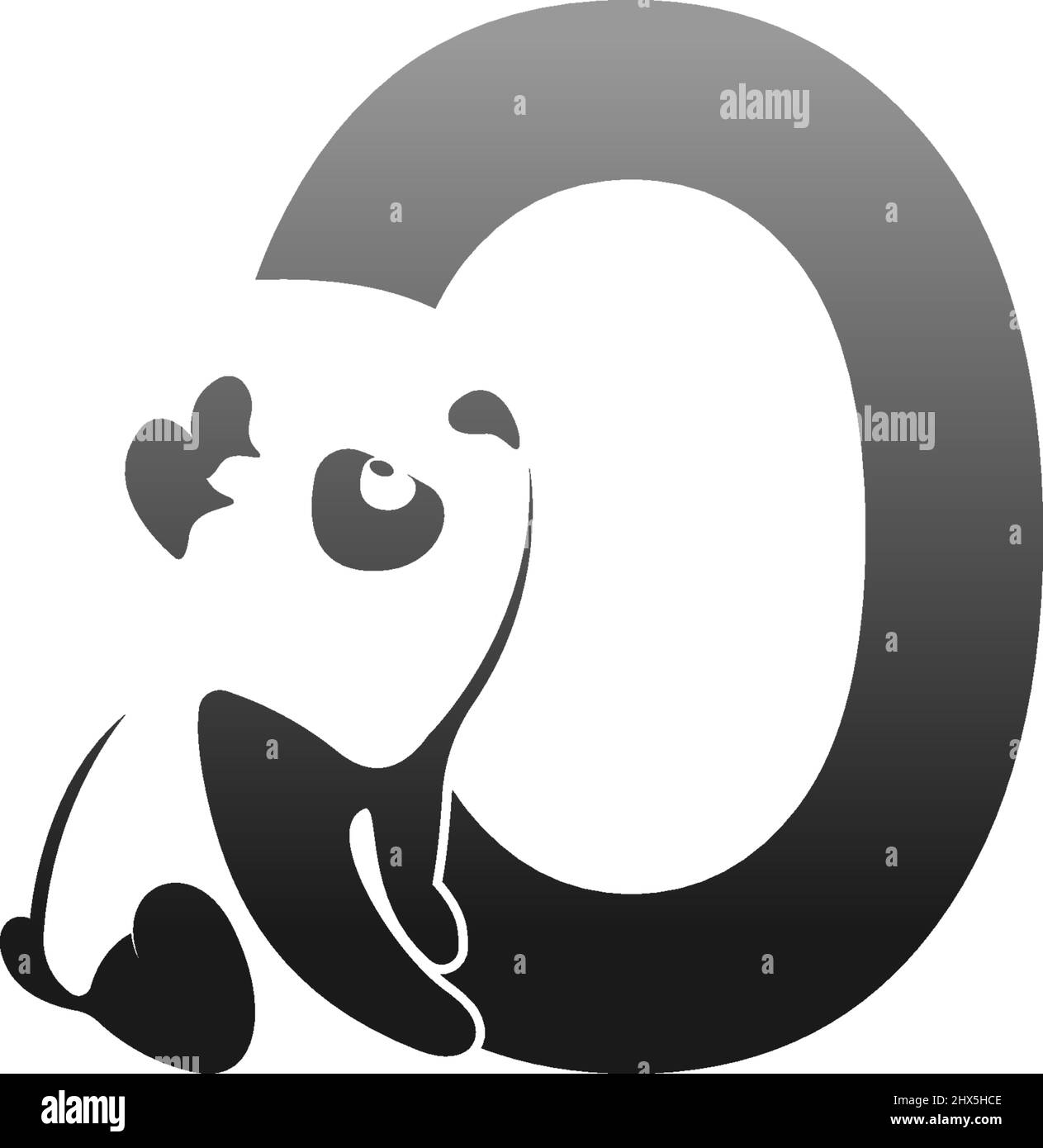 Panda animal illustration looking at the letter O icon template Stock ...