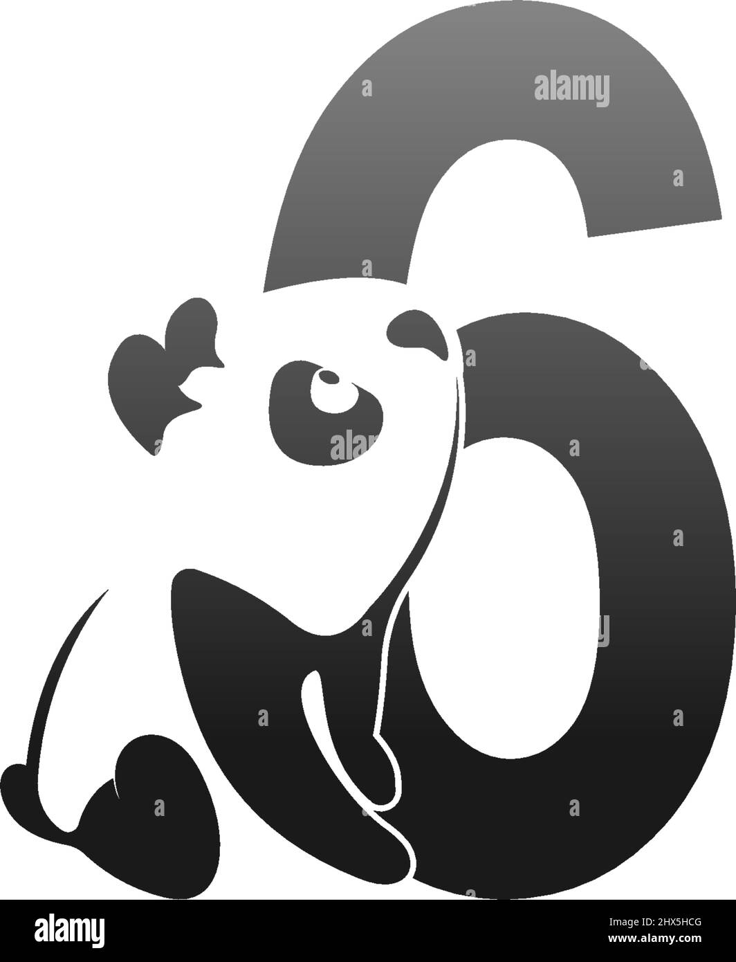 Panda animal illustration looking at the number 6 icon template Stock ...