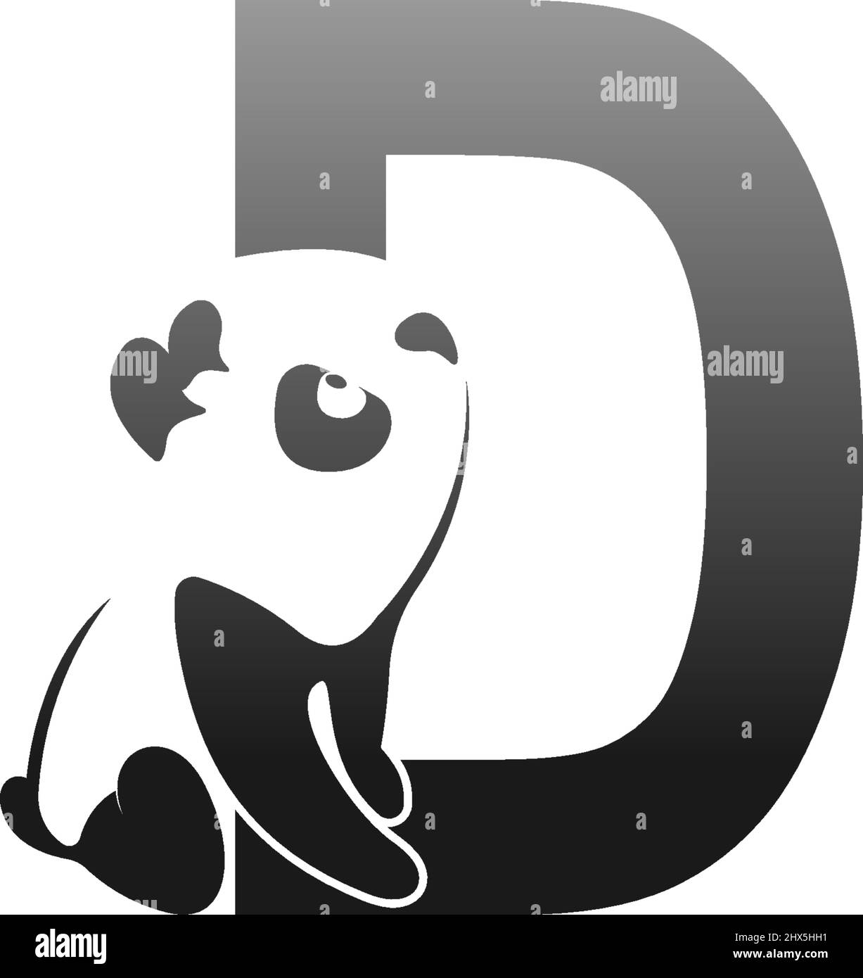 Panda animal illustration looking at the letter D icon template Stock ...