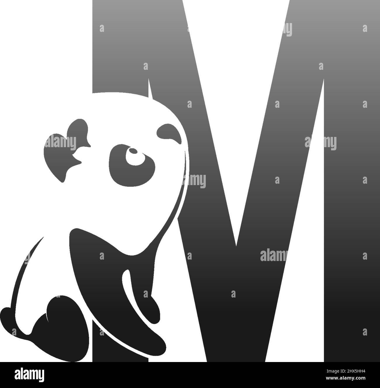 Panda animal illustration looking at the letter M icon template Stock ...