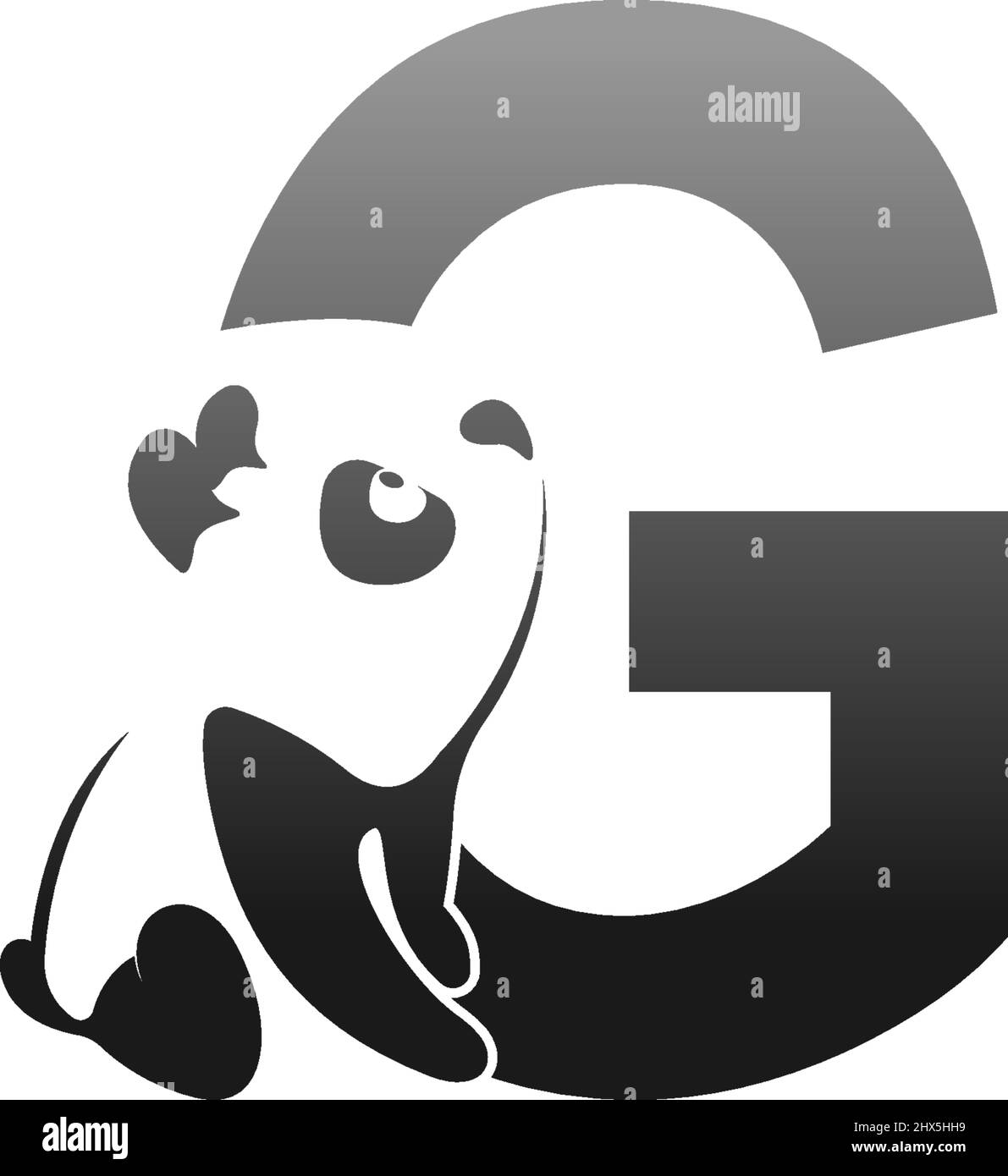 Panda animal illustration looking at the letter G icon template Stock ...