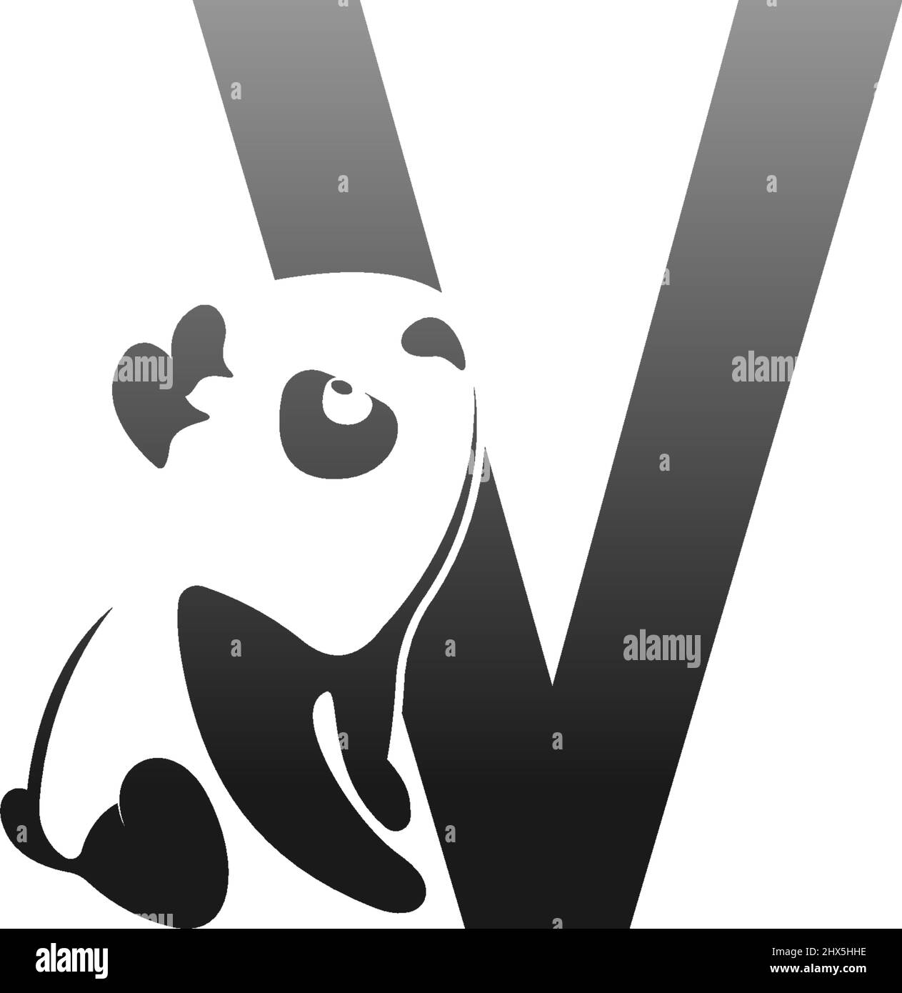 Panda animal illustration looking at the letter V icon template Stock ...
