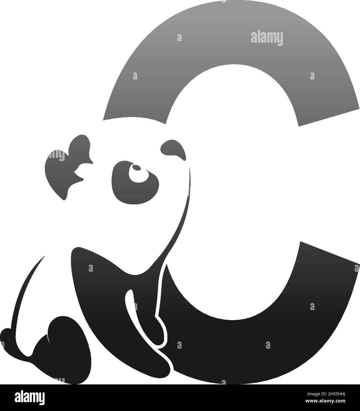 Panda animal illustration looking at the letter C icon template Stock ...