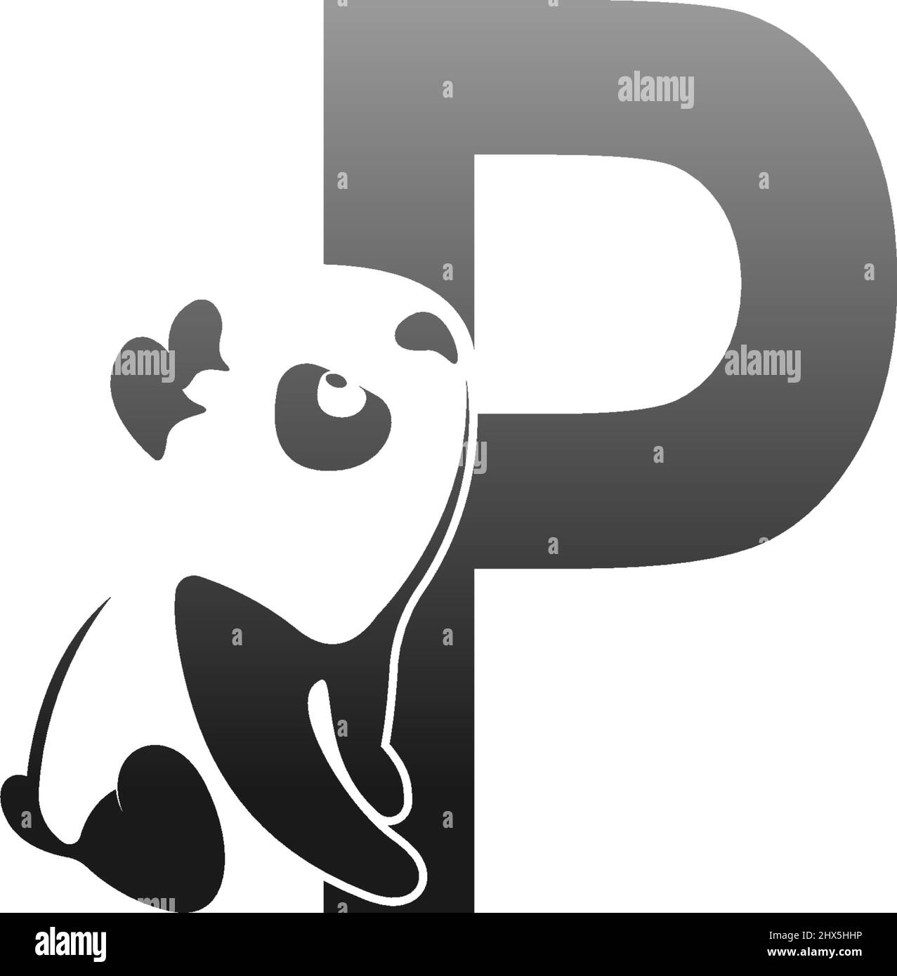 Panda animal illustration looking at the letter P icon template Stock ...