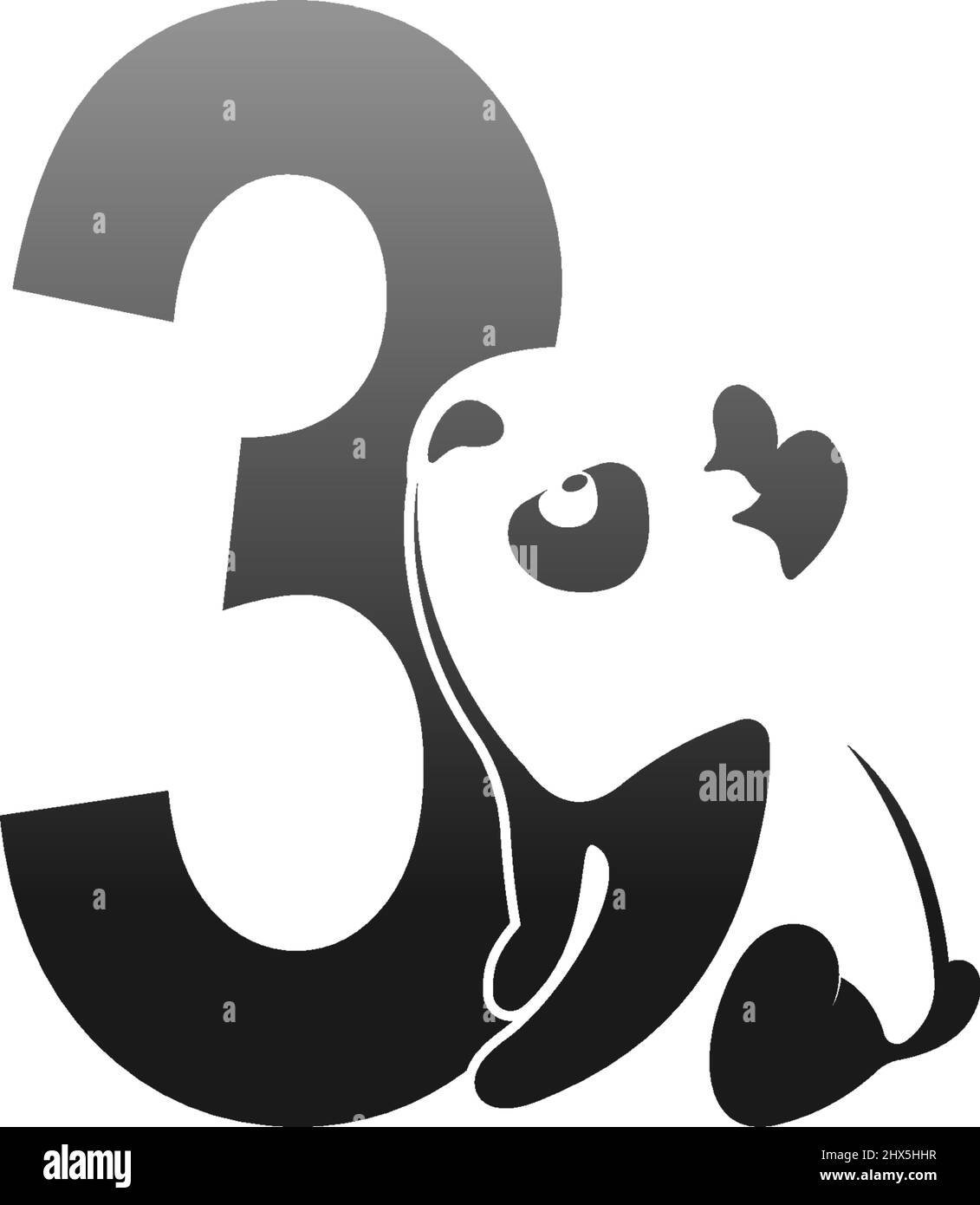 Cartoon illustration letter panda Black and White Stock Photos & Images ...