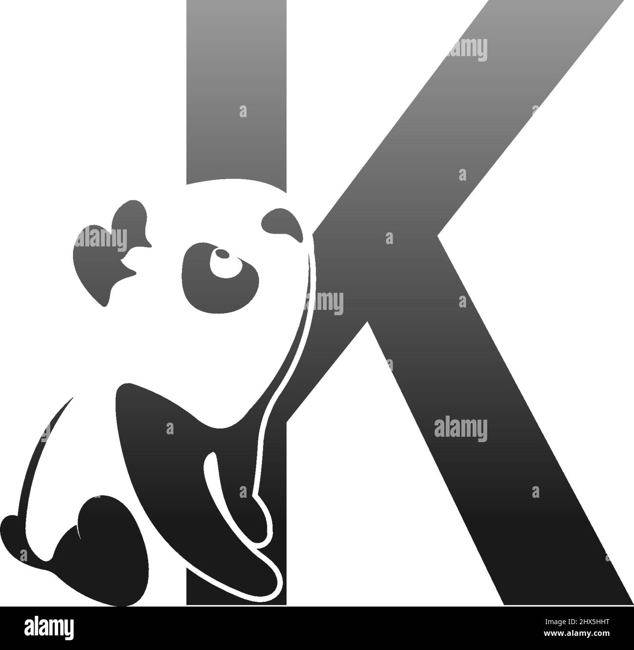 Panda animal illustration looking at the letter K icon template Stock ...