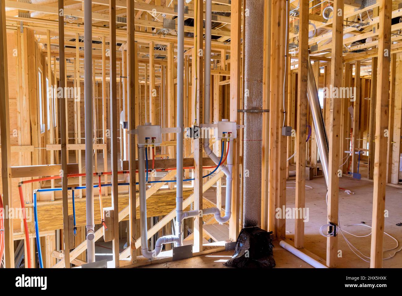 Unfinished of new building the installed featuring hot and cold water ...