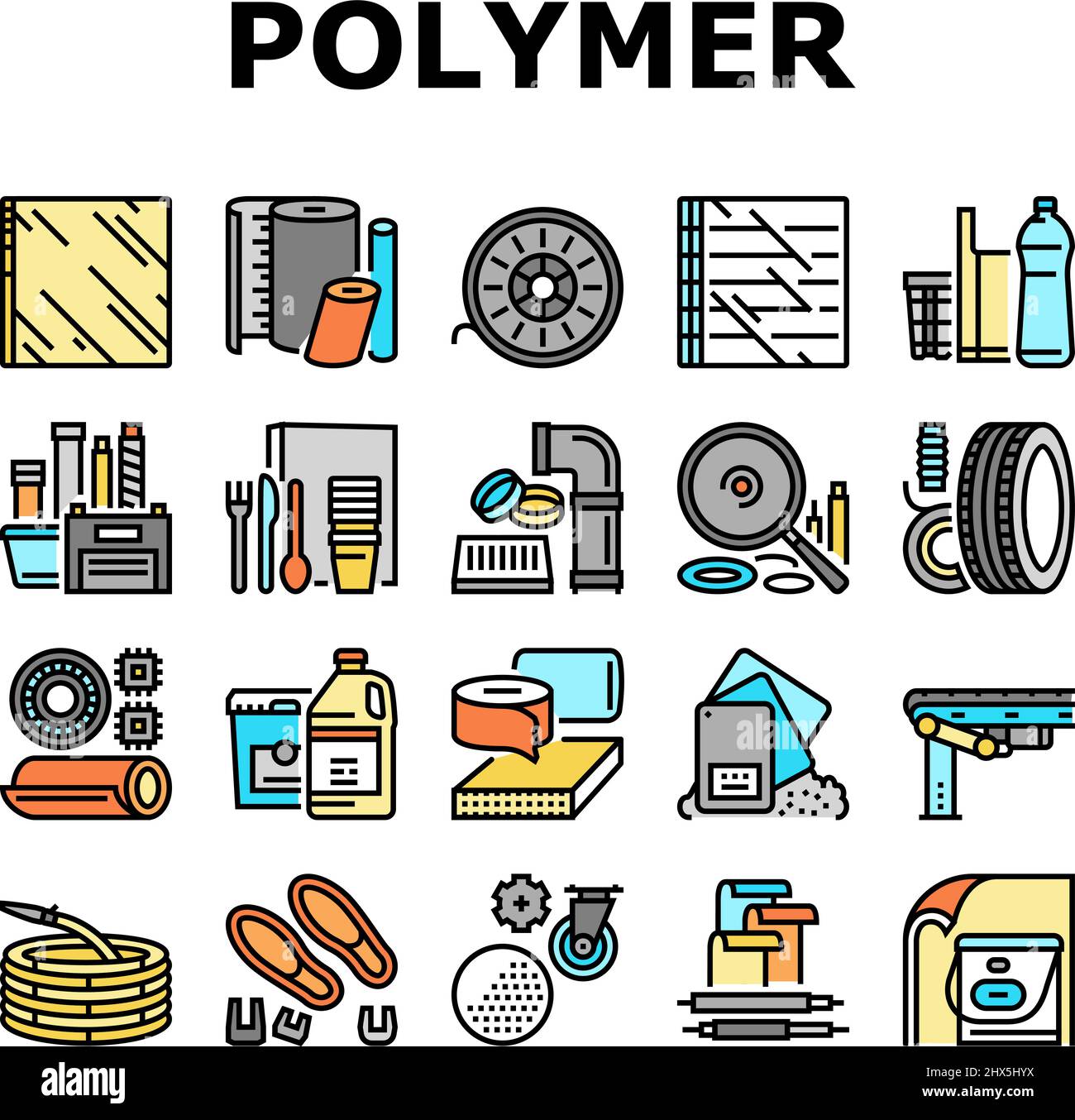 Polymer Material Industry Goods Icons Set Vector Stock Vector Image ...