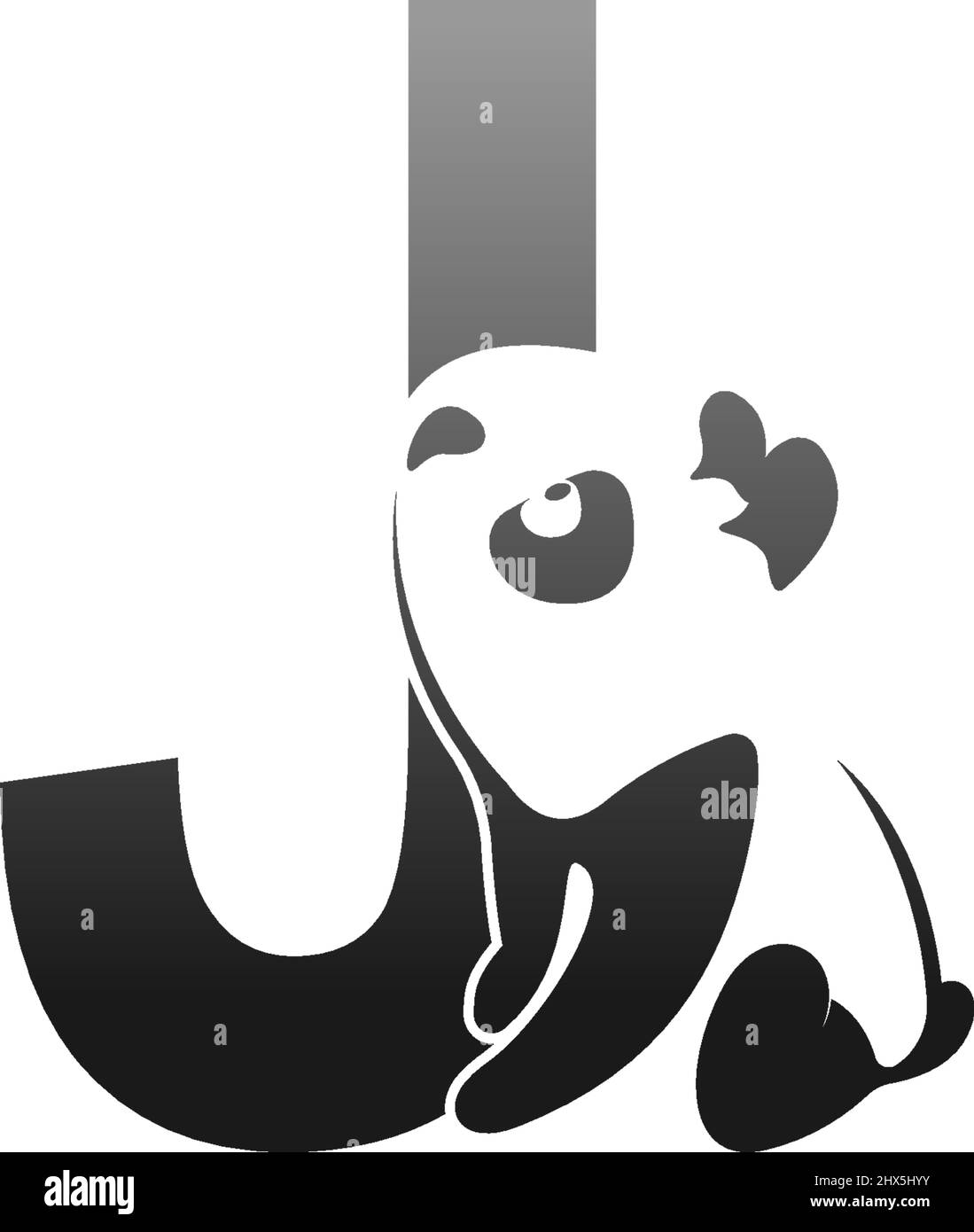 Panda animal illustration looking at the letter J icon template Stock ...