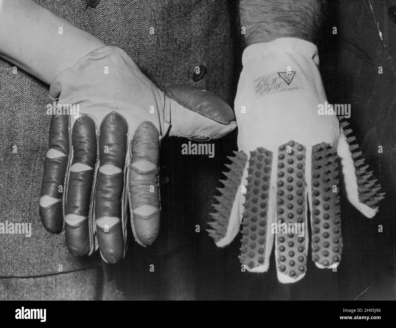 Gloves: The rubber spike type and padded "cigar" -type batting glove ...