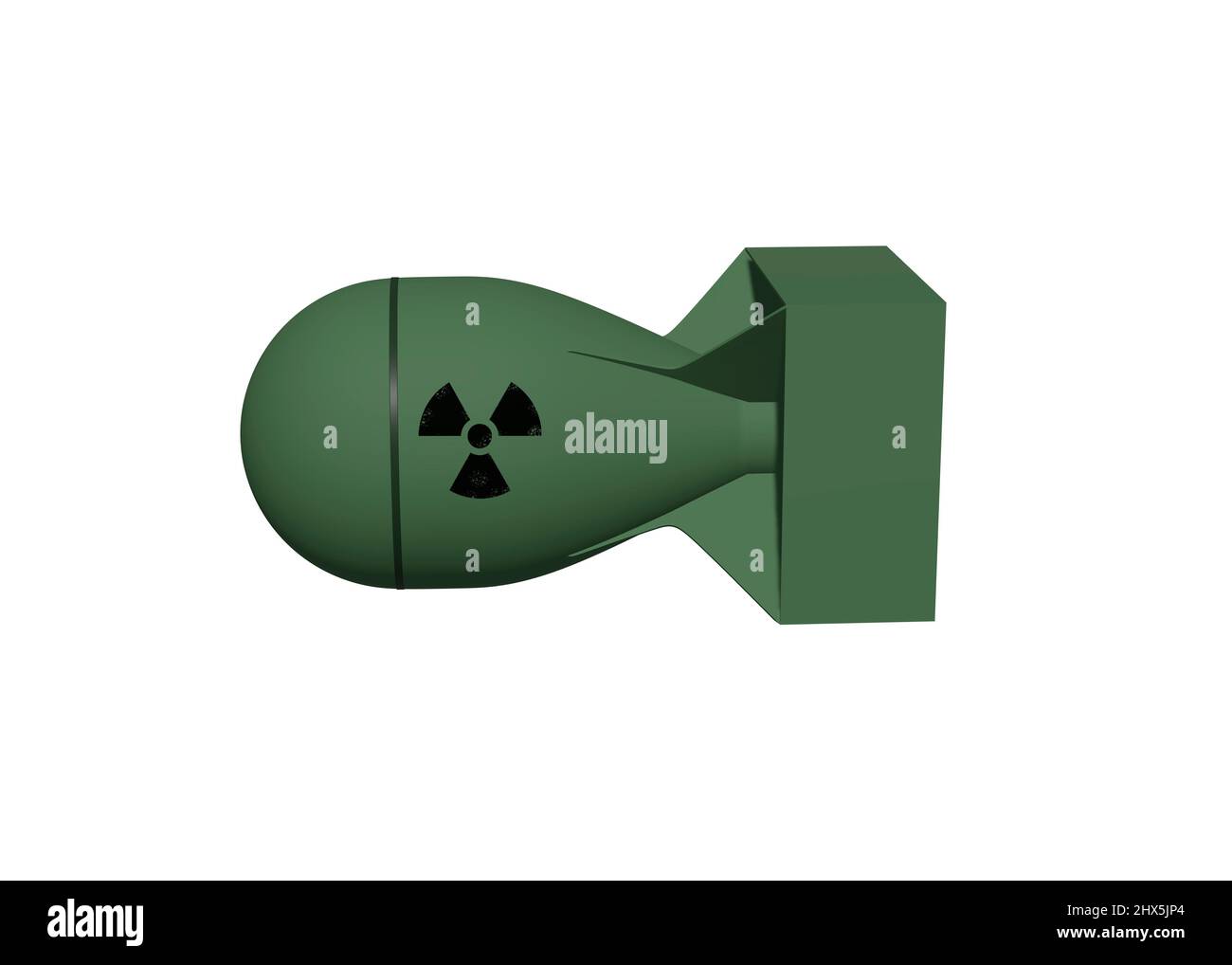 3d rendered illustration of a nuclear bomb with x-ray caution sign on ...