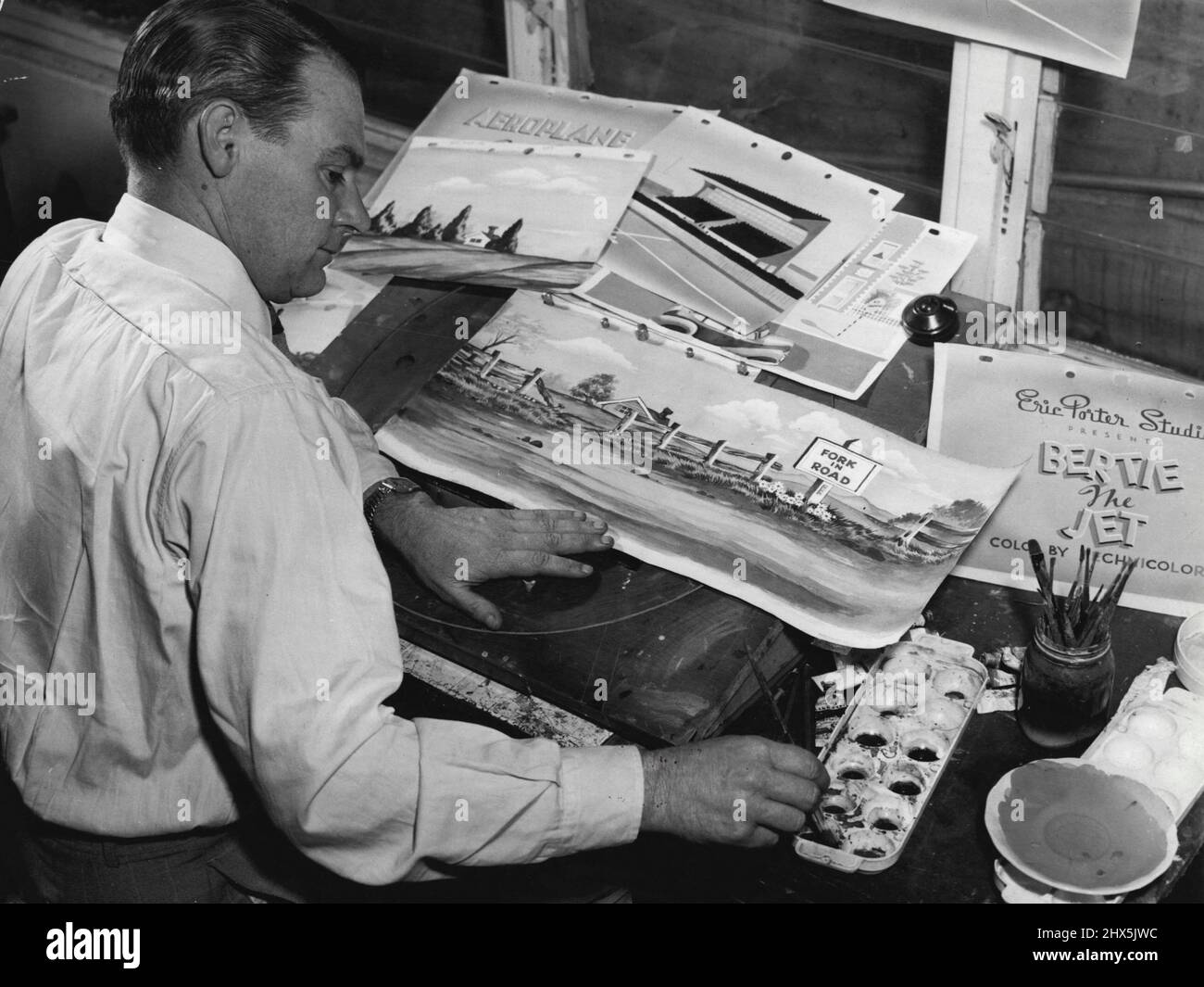 Background artist Greenhalgh is one of Porter's staff of seven which he ...