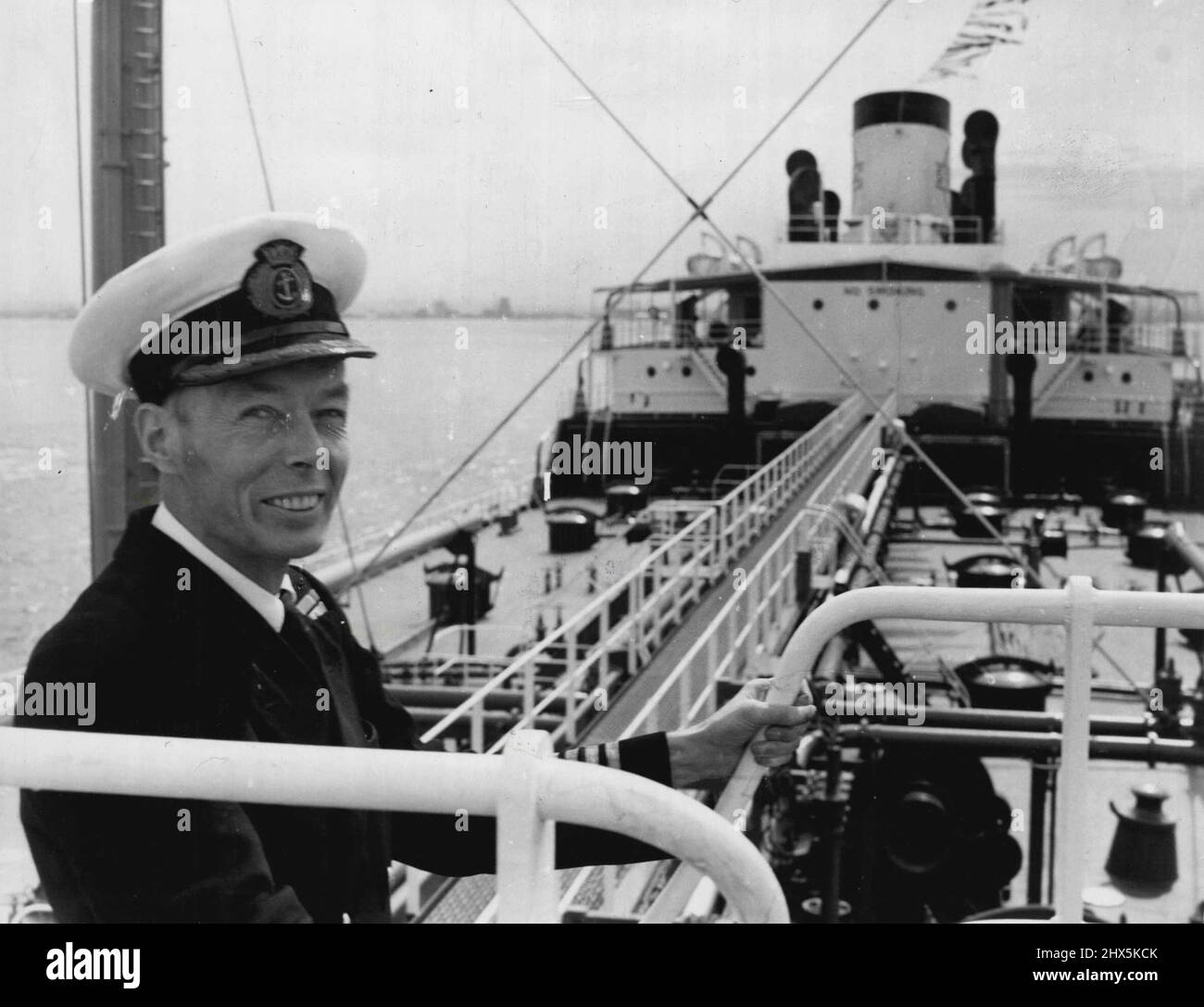 The Stanvac Australia's Captain, Captain F. Graham, aboard the tanker ...