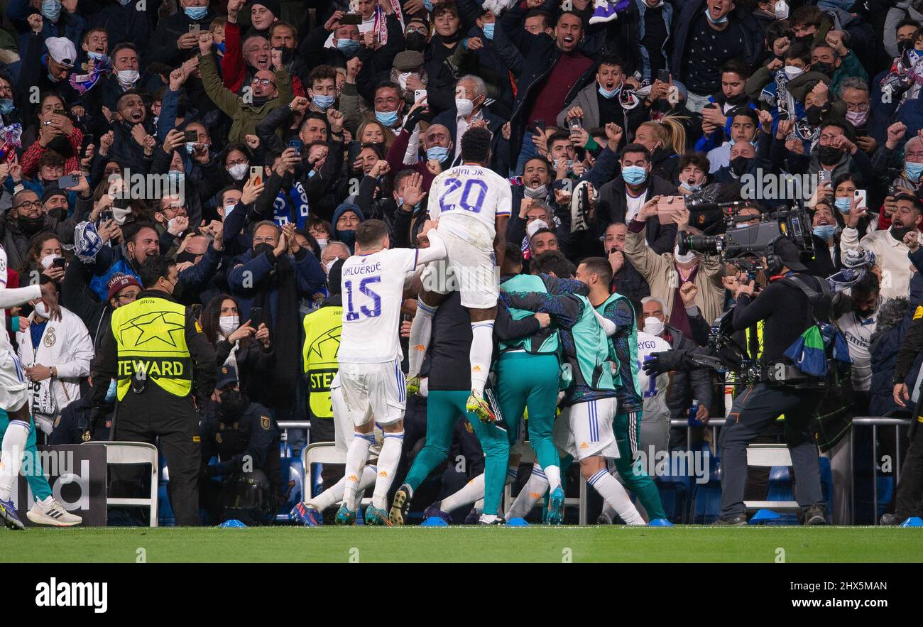 Stadium Santiago Bernabeu. 9th Mar, 2022. Madrid; Spain; UEFA Champions ...