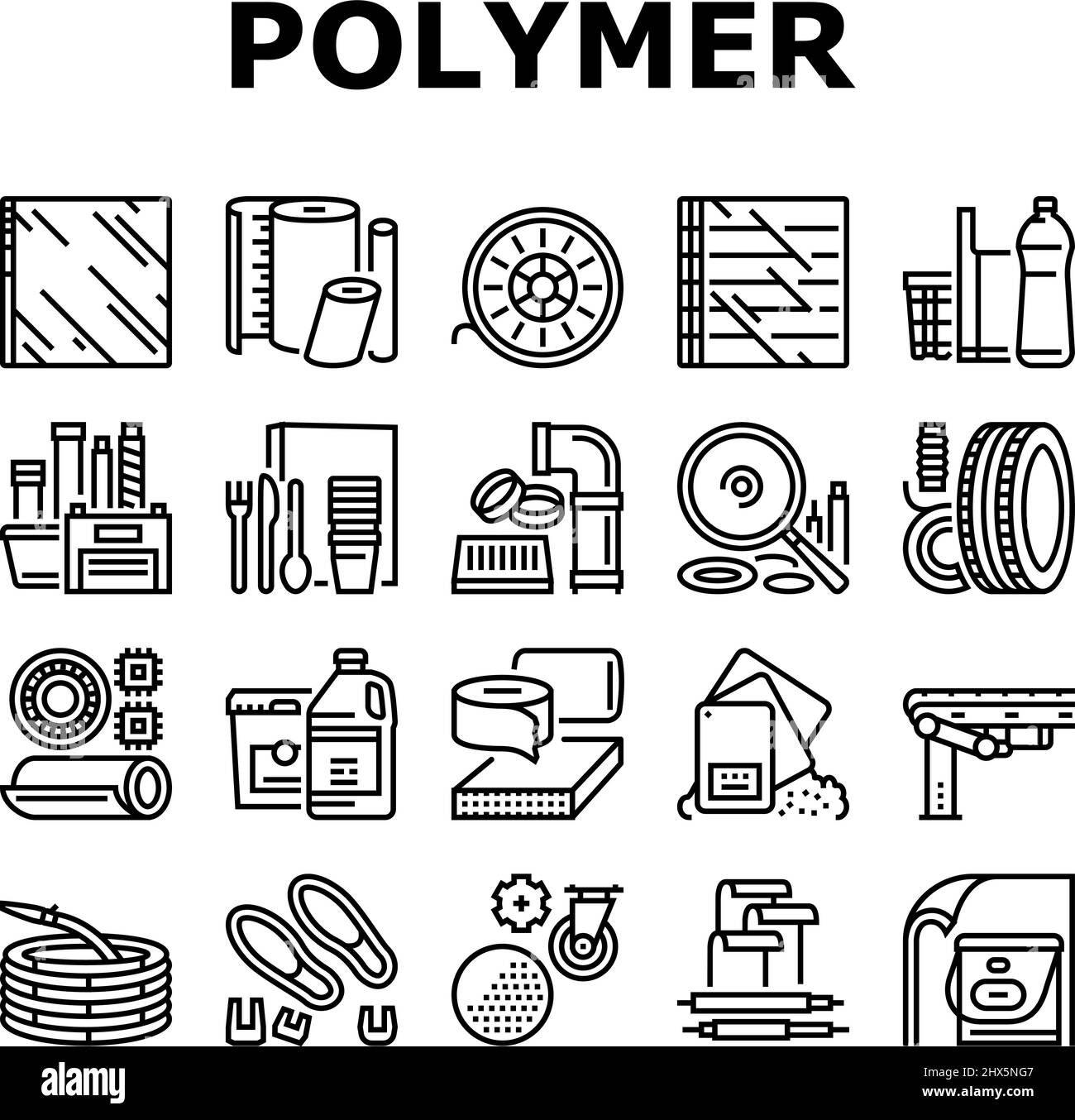 Polymer Material Industry Goods Icons Set Vector Stock Vector Image ...