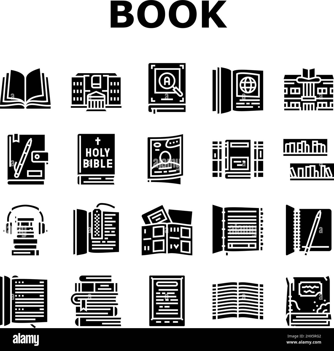 Book Educational Literature Read Icons Set Vector Stock Vector Image ...