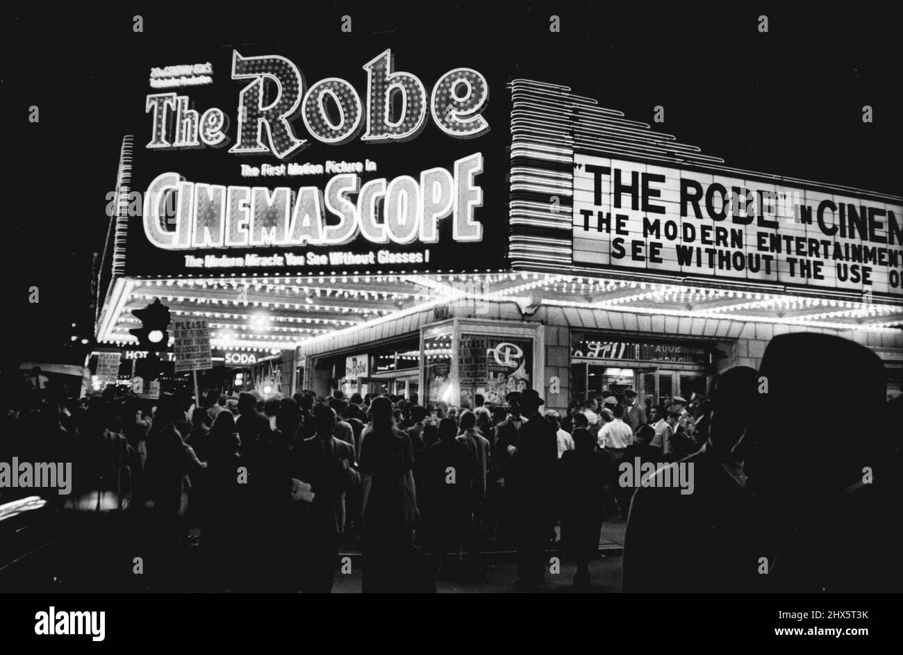 First Night Of "The Robe" -- Exterior view of the Roxy Cinema, New York, where "The Robe" is ...