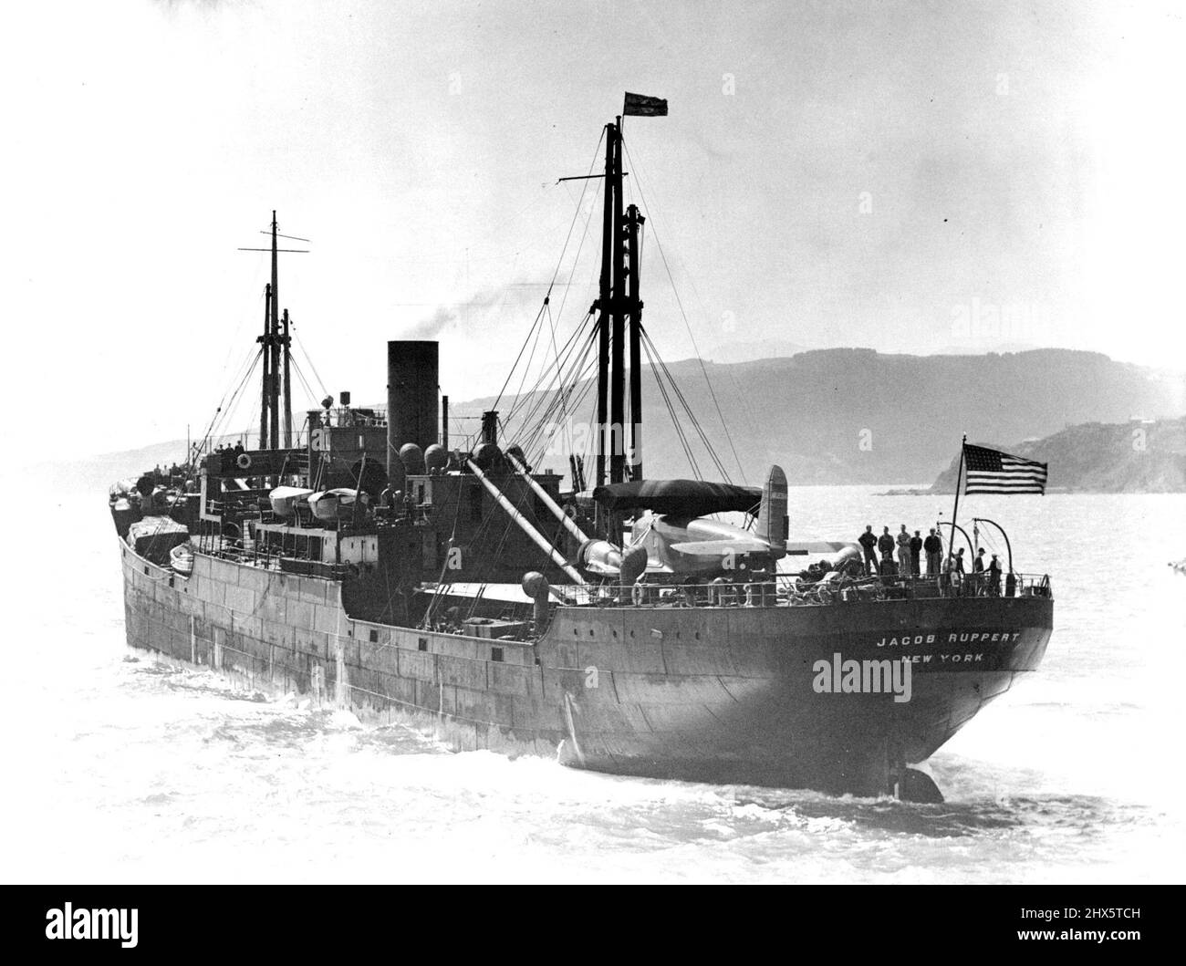 Rear - Admiral Byrd's exploration steamer Jacob Ruppert which arrived ...