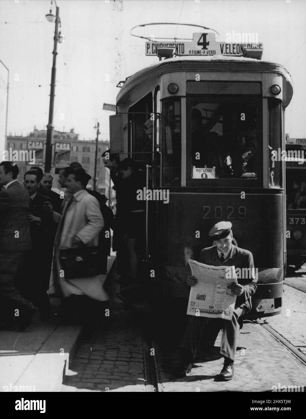 Rome Scene During Nation-Wide One Hour Strike -- A Streetcar driver ...