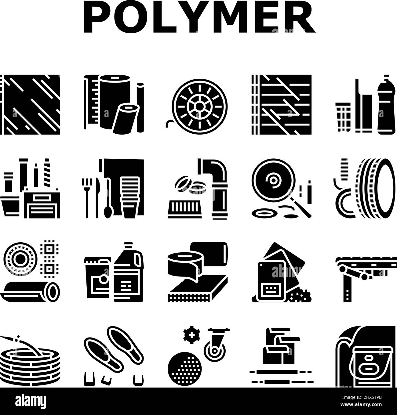 Polymer Material Industry Goods Icons Set Vector Stock Vector Image ...