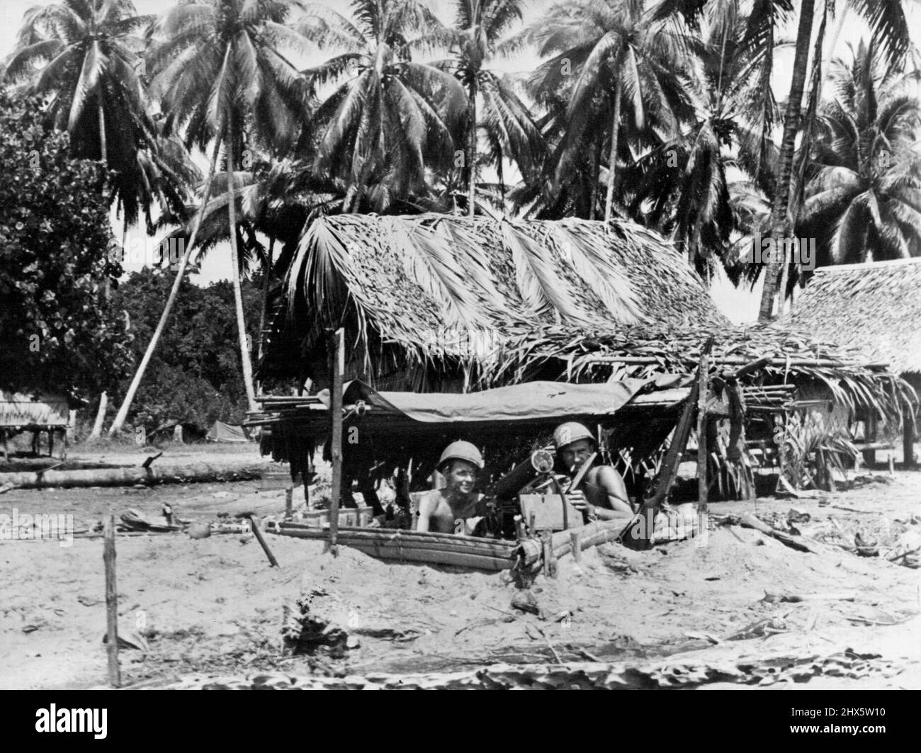 Coastal Machine Gun Nest In New Guinea -- Part of an American beach ...