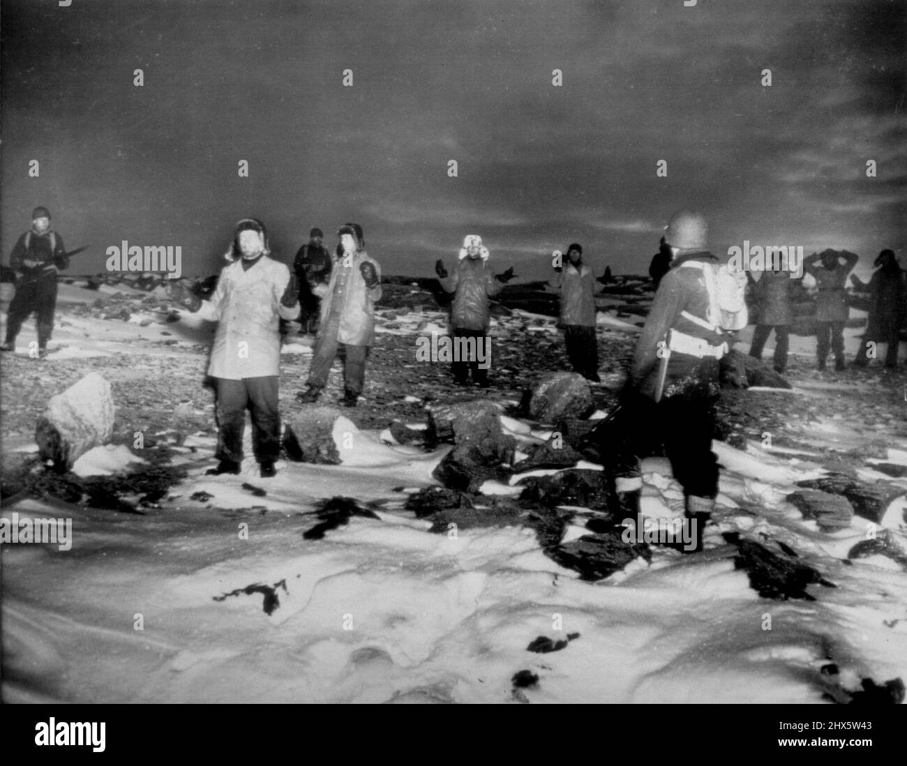 Germans Captured on Greenland -- Coast Guardsmen Guard a Group of ...