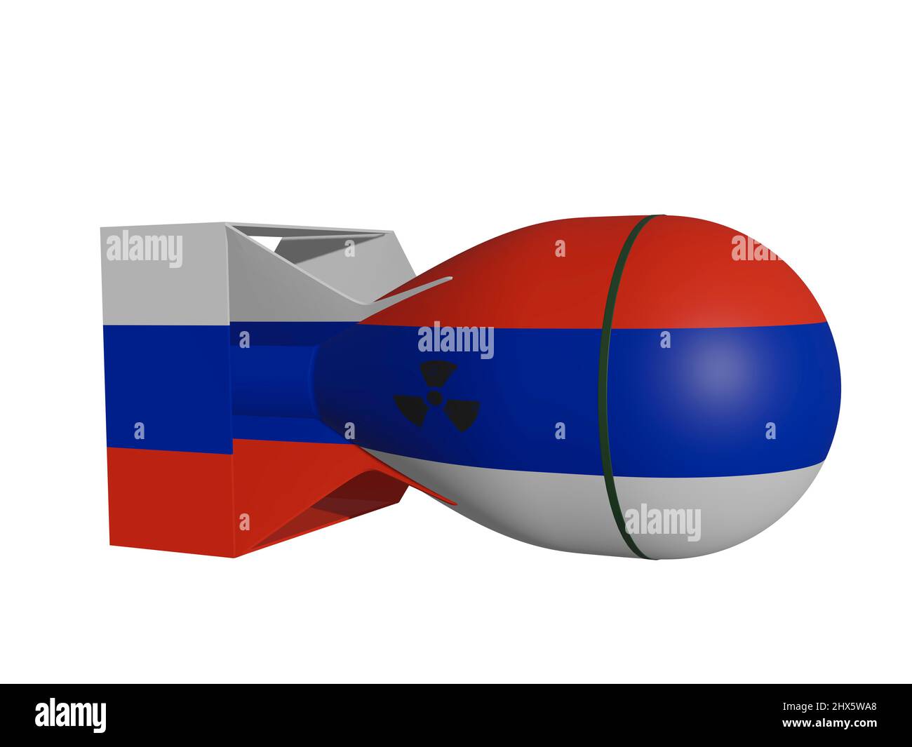 3d rendered illustration of a nuclear bomb with x-ray caution sign and ...