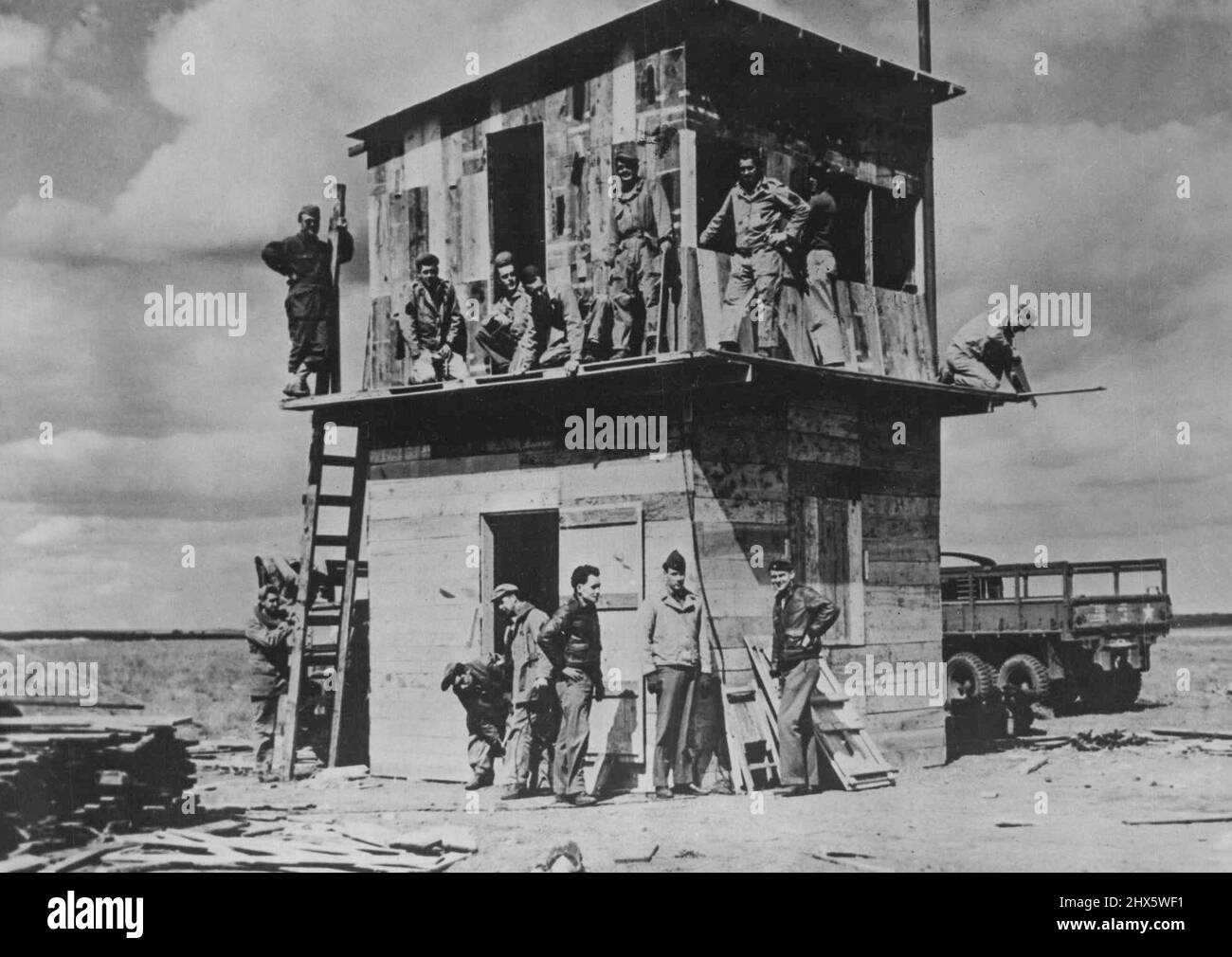 AAF Control Tower In Russia -- American and Red Army soldiers put the ...
