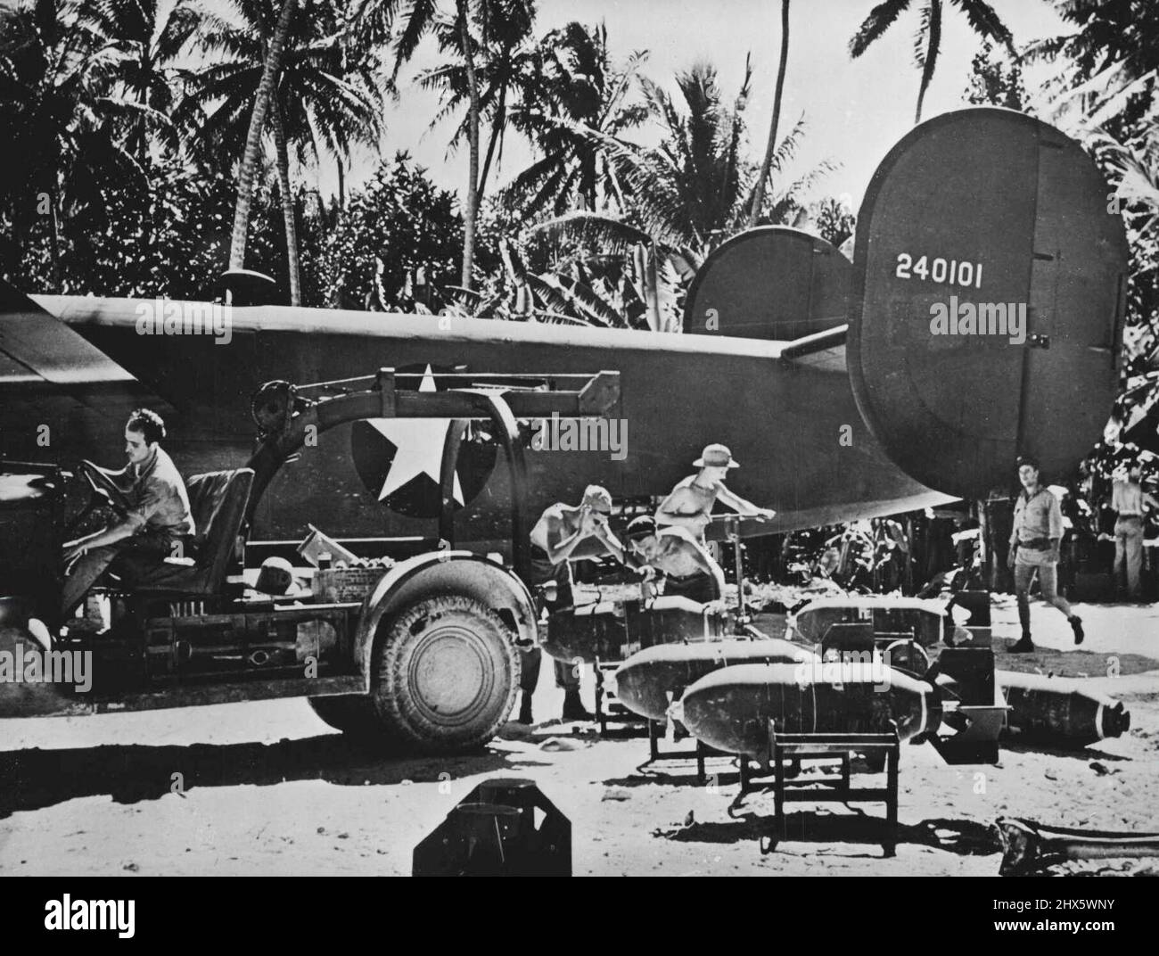 U.S. Raid On Japanese Bases In Gilbert Islands -- U.S. Amy Force crews ...