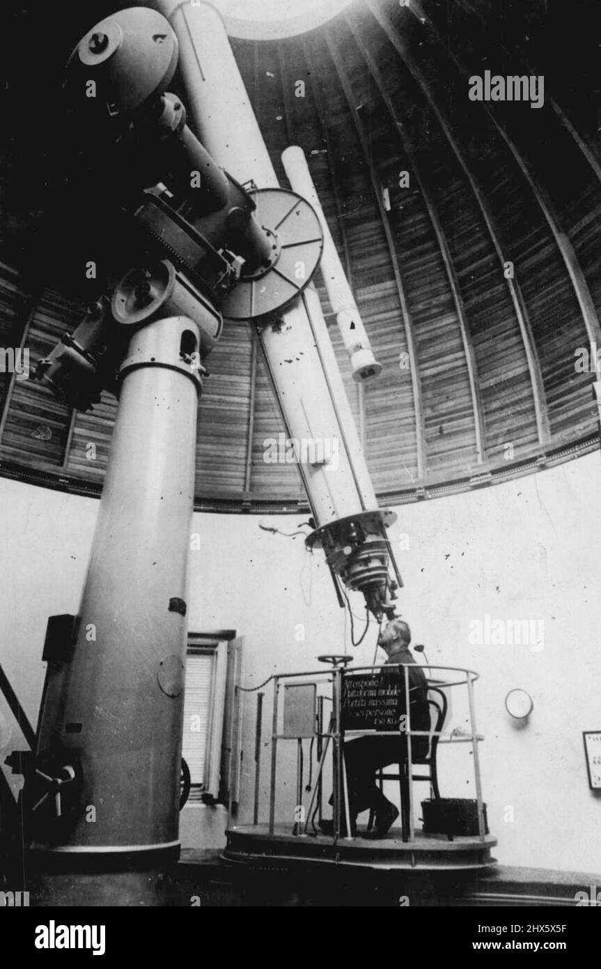 A view of the giant telescope in the new Observatory which recently ...