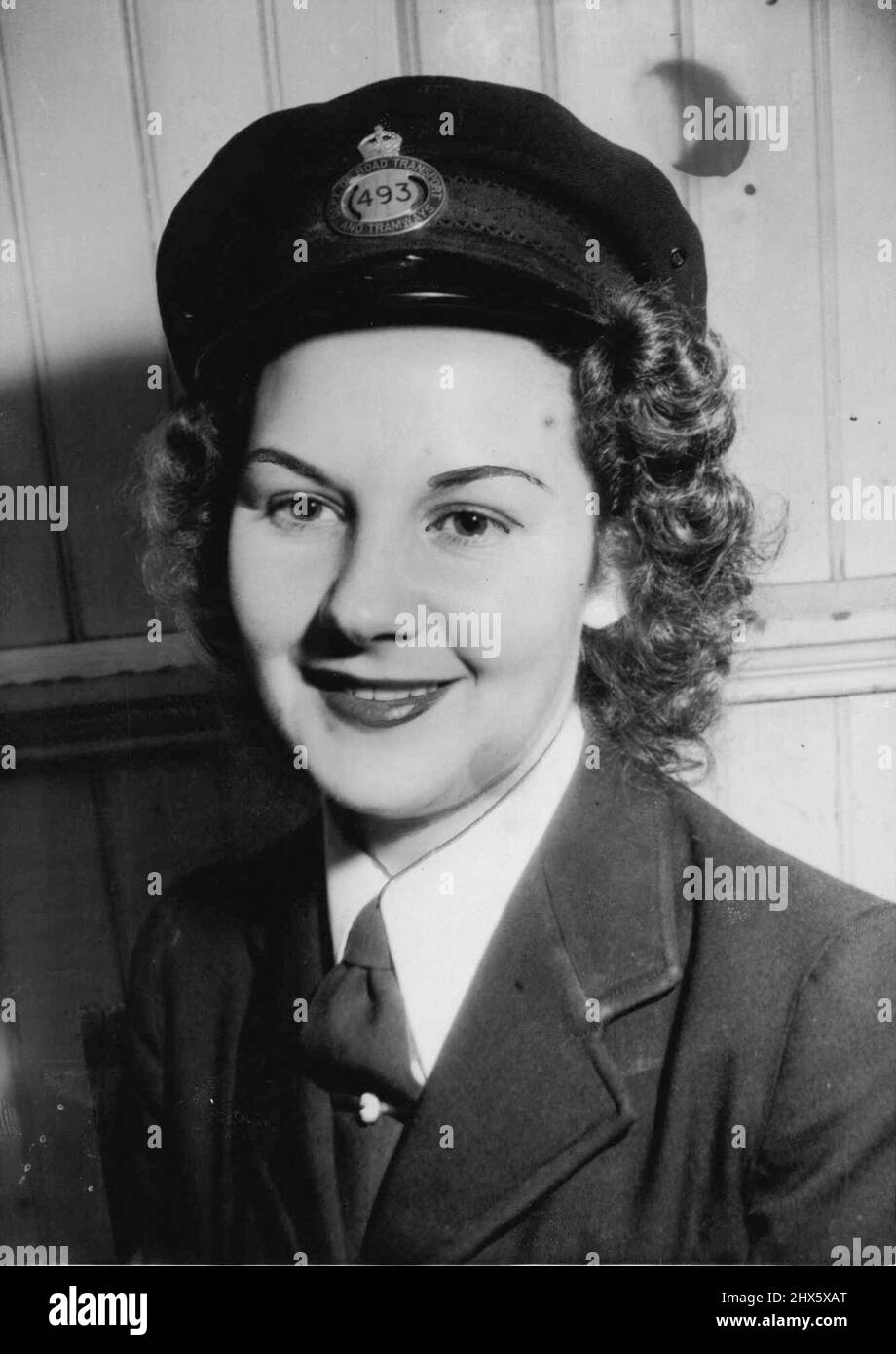Bus conductress. December 30, 1945 Stock Photo - Alamy