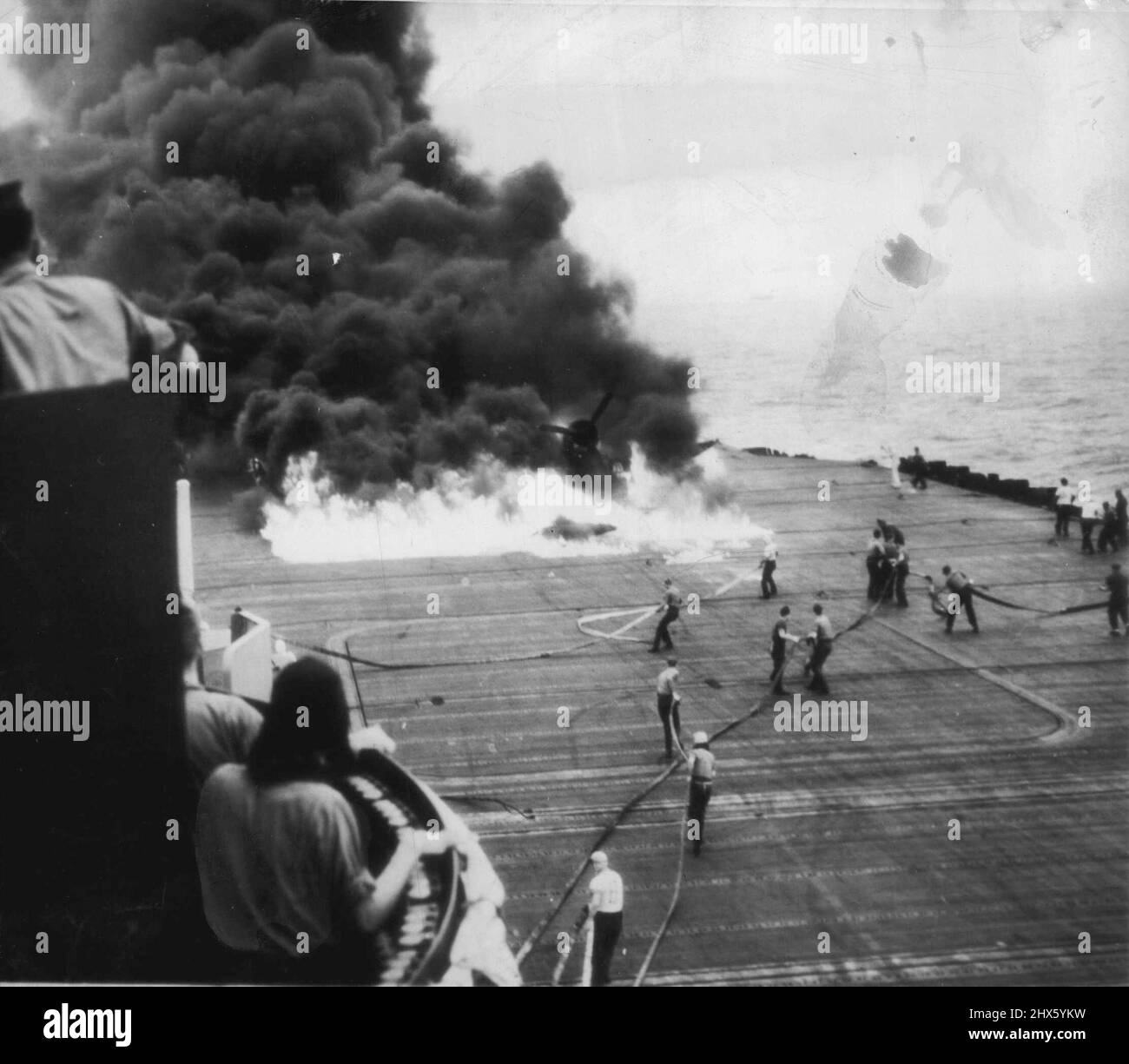 Fire Crew Battles Flames Of Plane Burning On Carrier -- Kept at a ...