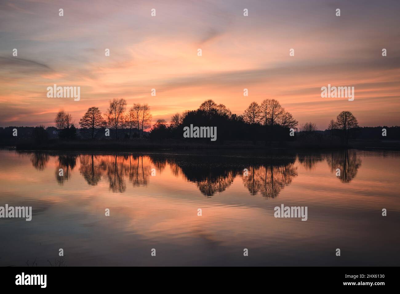 Beautiful morning landscape by the water. Wonderful sunrise over the ...